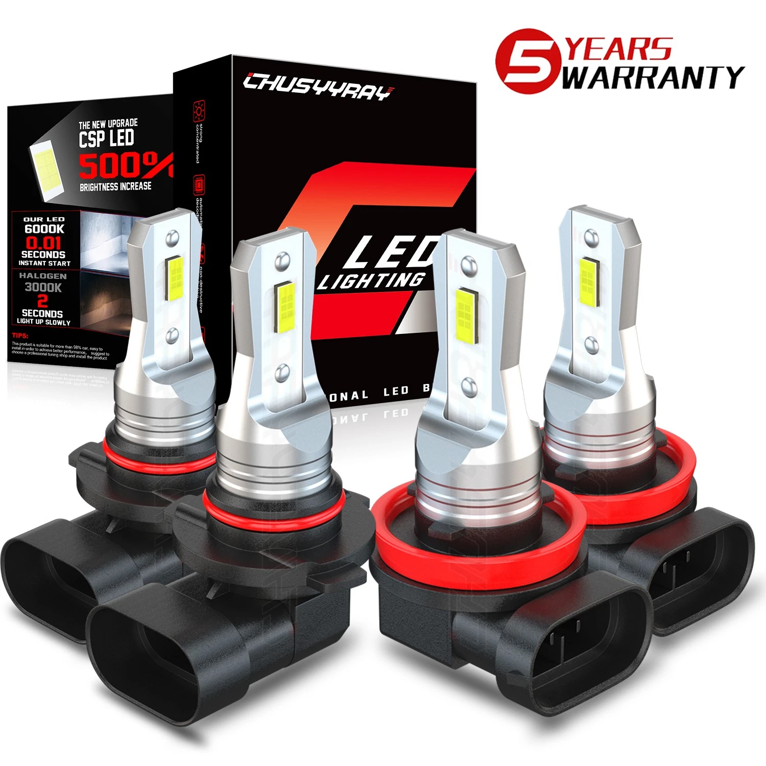9005 H11 LED Headlight KIT Combo Bulbs 9000K High&Low Beam Super Bright ...