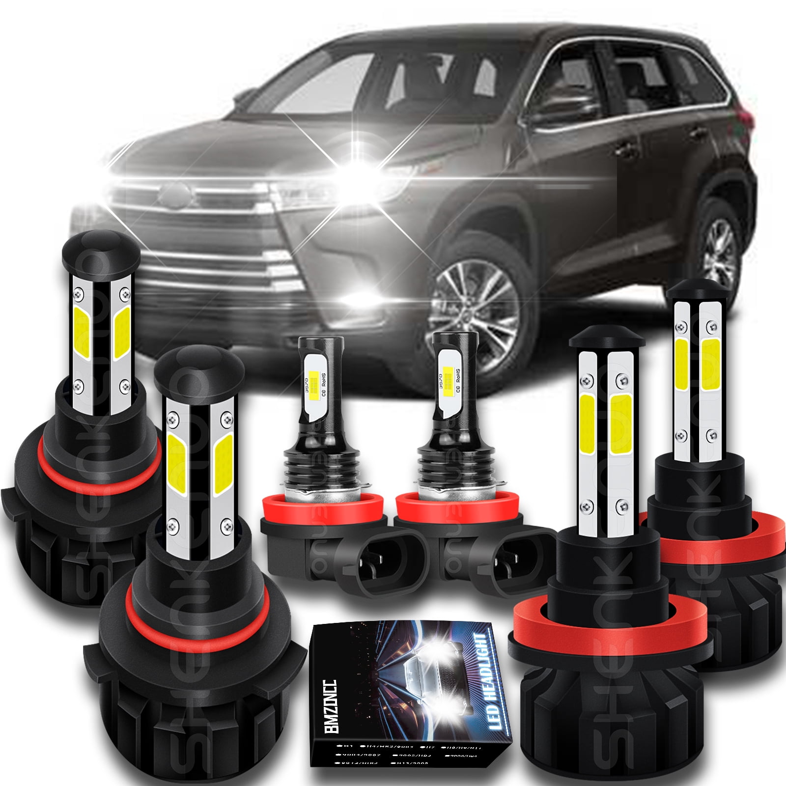 9005 H11 LED Headlights +H11 Fog Light Bulbs Combo,for Toyota ...