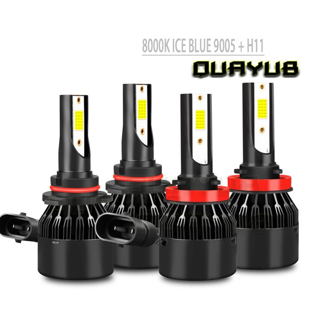 9005 H11 LED Headlights Kit Combo Bulbs 8000K ICE Blue/6000K White High Low Beam Super Bright ...