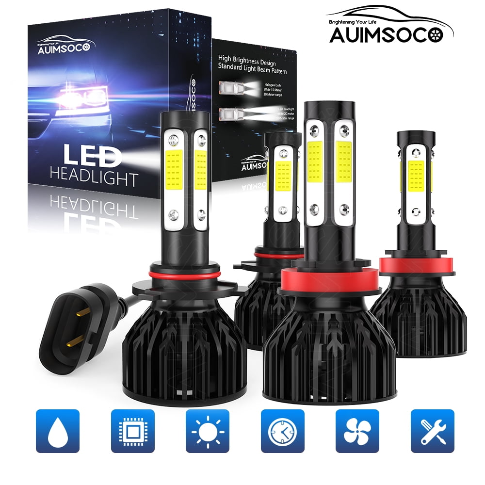 9005 H11 Led Headlight Kit Bulbs Bright White High Low Beam Combo 4x ...