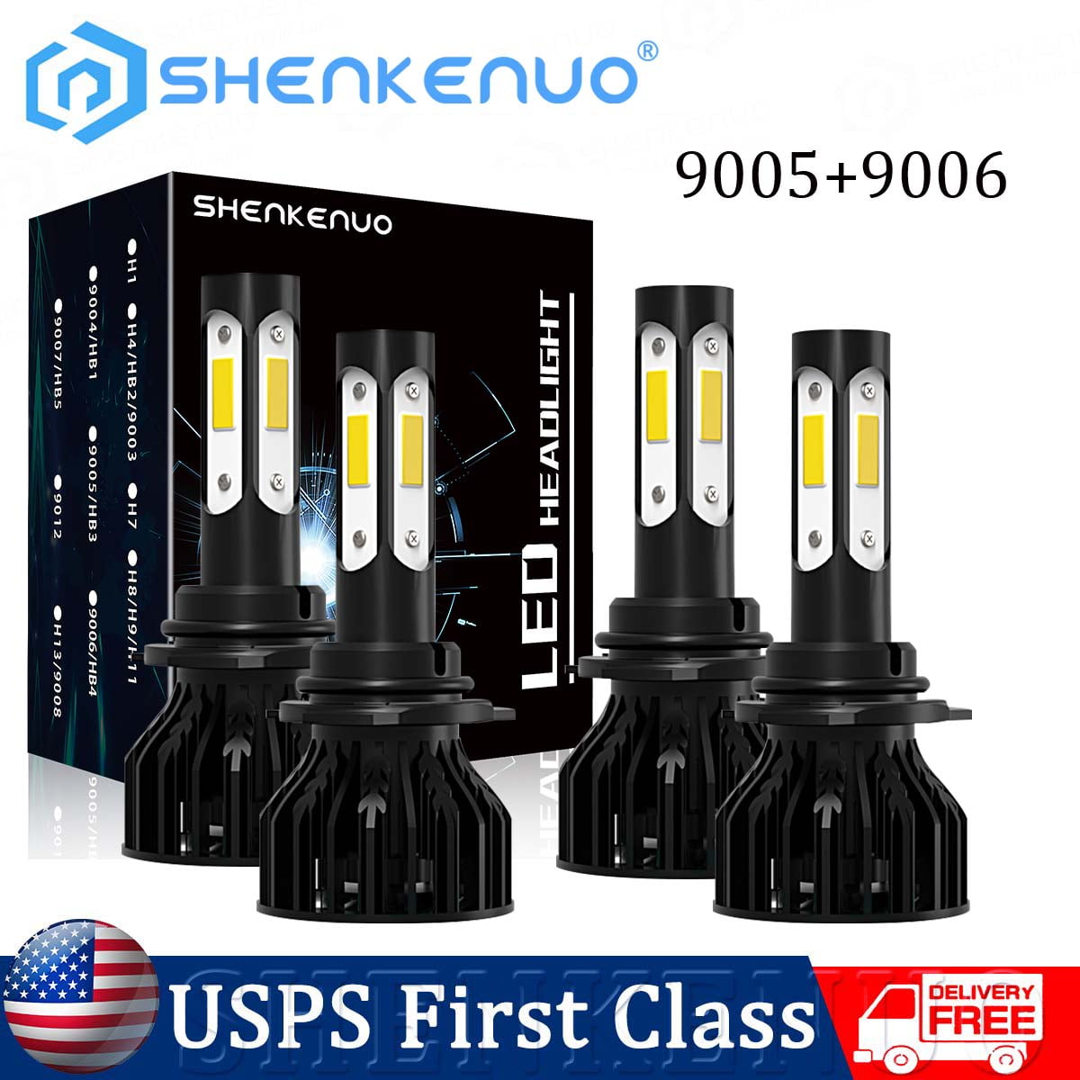 9005/HB3 9006/HB4 LED Bulbs Kit 6000 Lumens, 56W 300% Brightness 6500K Cool White, Plug and Play ...