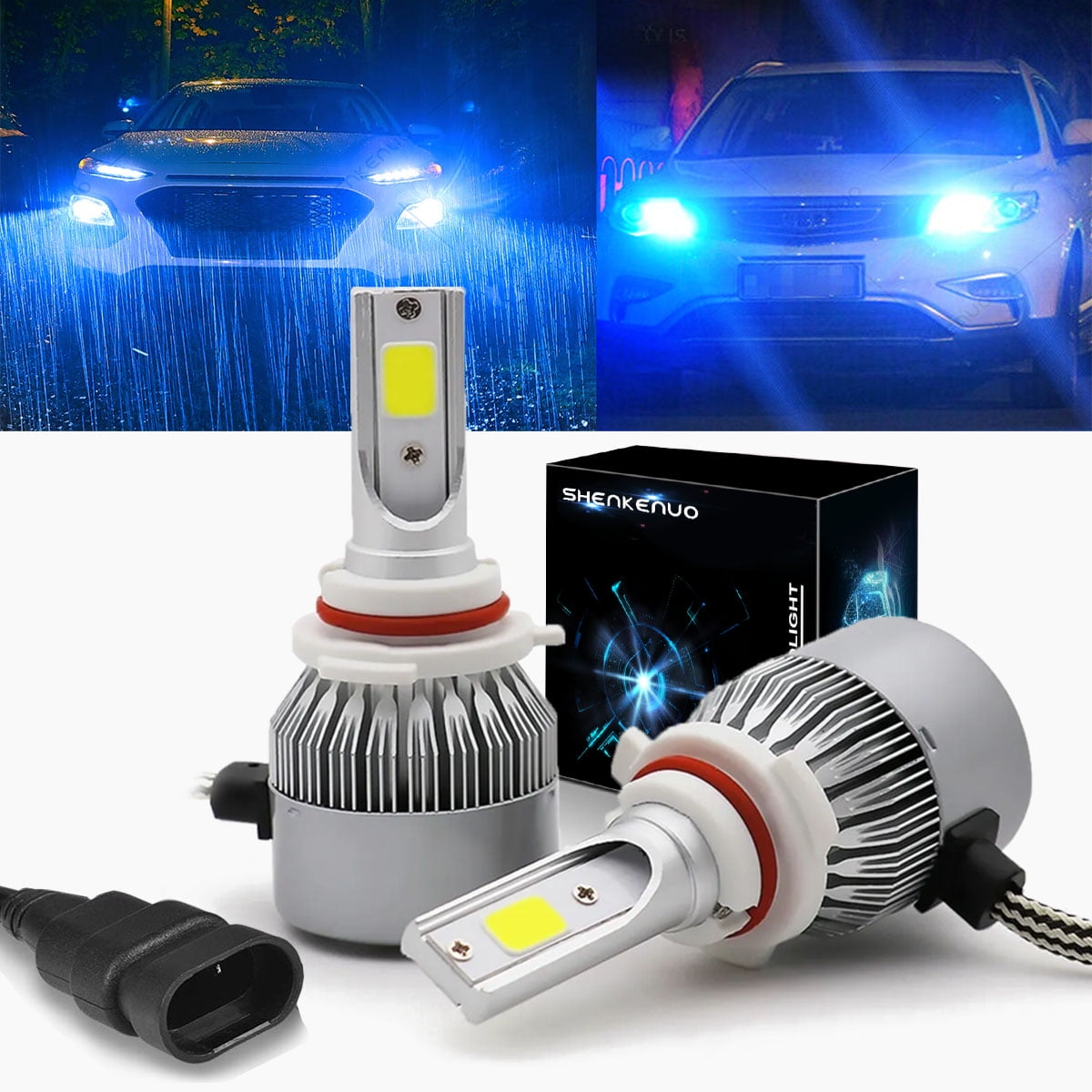 9005 HB3 High/Low Beam Headlights 12000LM 8000K Ice Blue,2 Bulbs ...