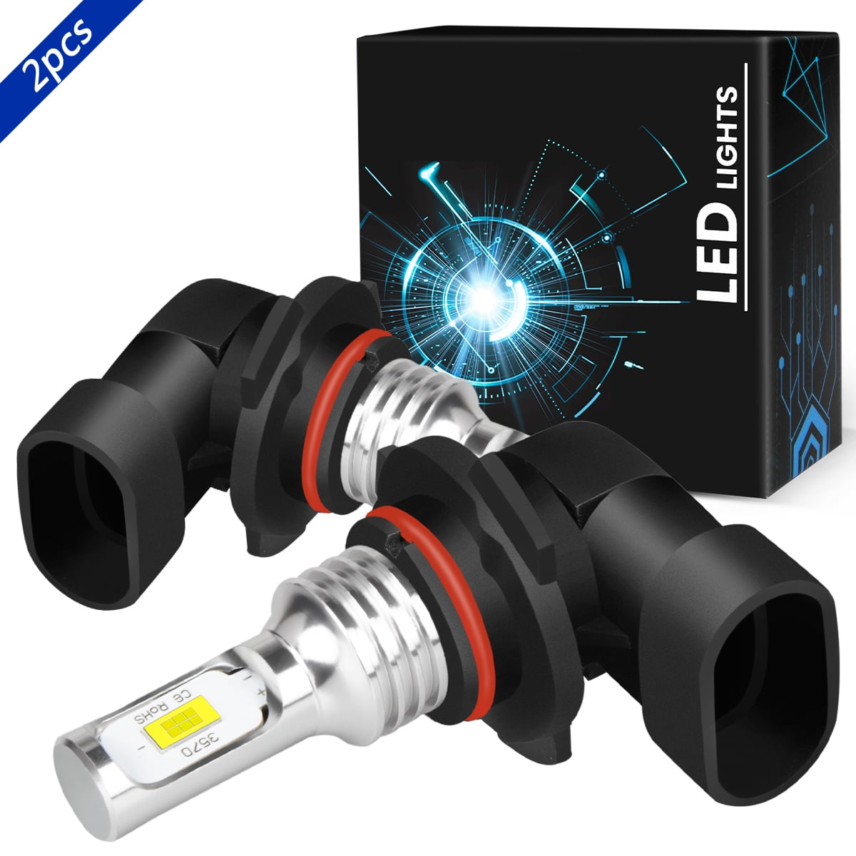 9005 HB3 LED Fog Driving Light Bulbs DRL 6000K White Fanless All-in-One ...