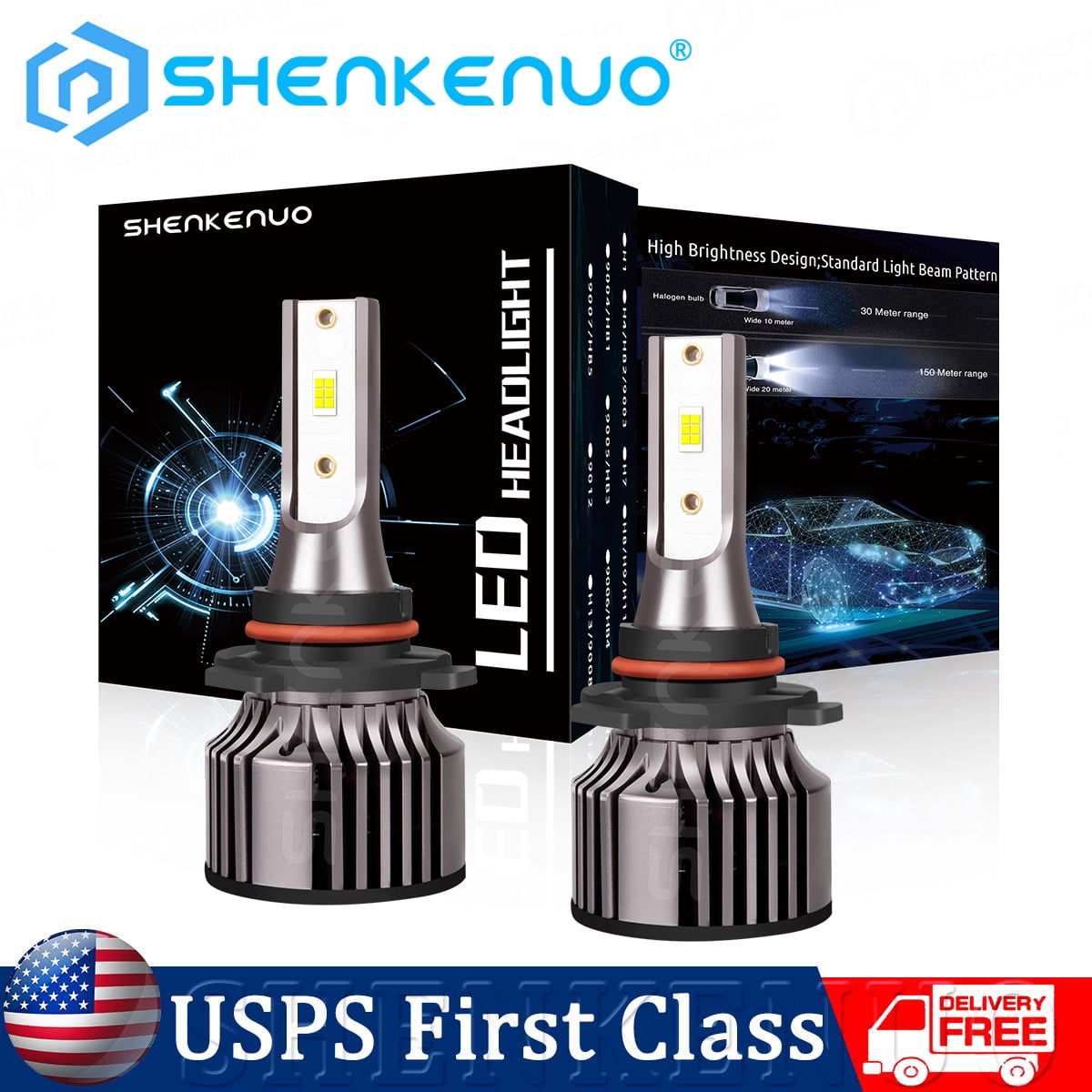 9005/HB3 LED Headlight Bulbs, 50W 11000 Lumens Super Bright LED ...