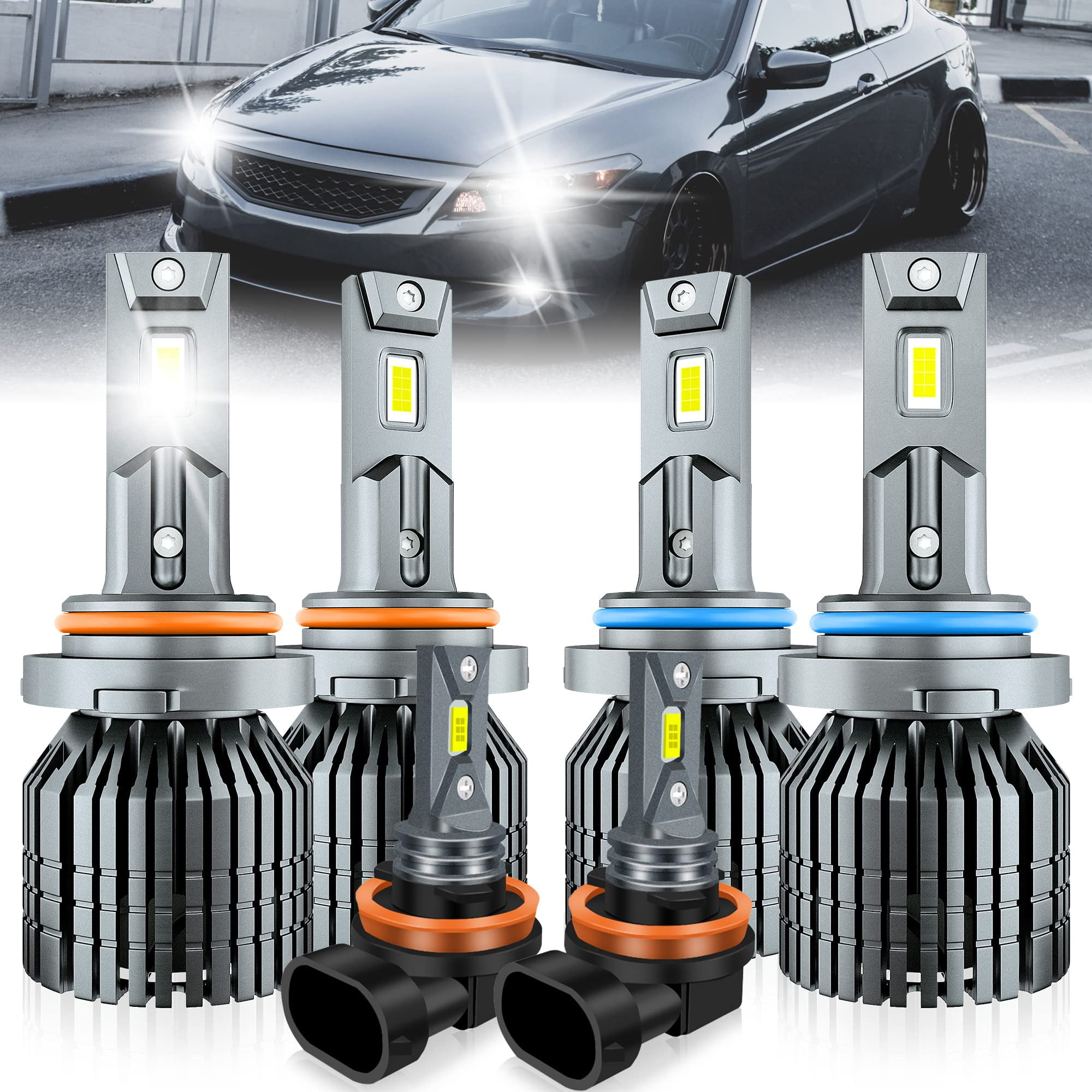 9005 HB3 LED Headlight Bulbs and 9006 HB4 LED headlight Bulbs Combo Kit +H11 led fog light bulbs ...
