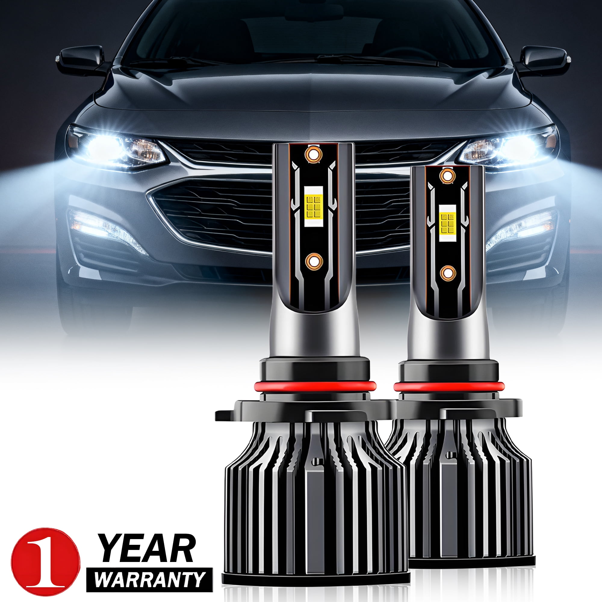 9005 HB3 LED Light Bulbs for 2016-2018 Chevy Malibu Headlight High Low ...