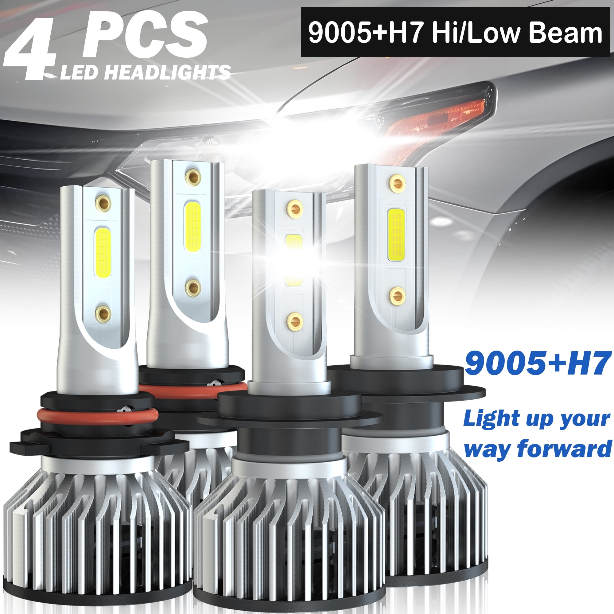 9005 High Beam H7 Low Beam LED Headlight Bulbs for Mazda 3 2004-2009 ...