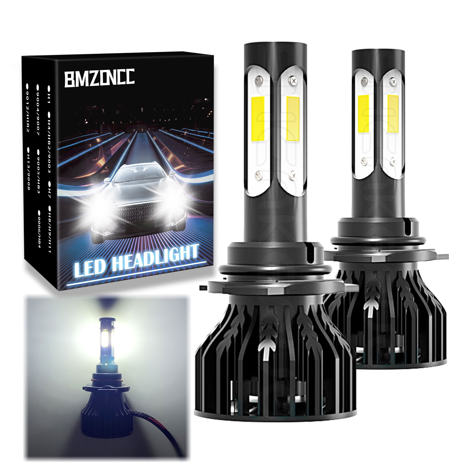 9005 LED Headlight Bulbs 12000LM Per Set 6500K Xenon White HB3 Wireless ...