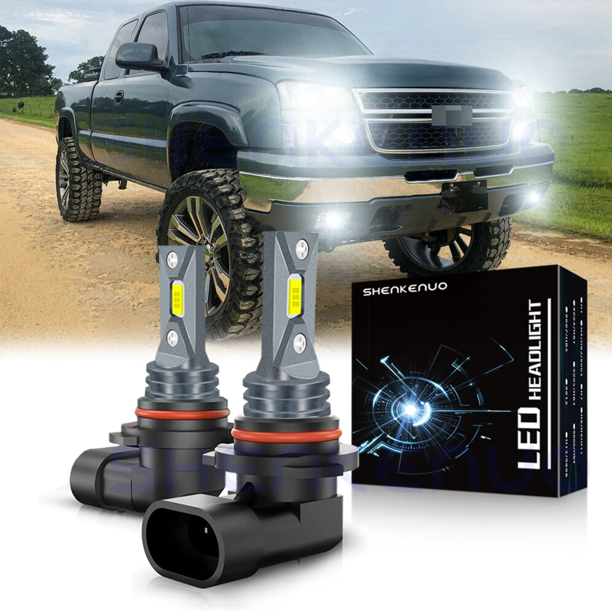 9005 LED Headlights For 2017-2018 Chevrolet Silverado 1500 High beam or ...