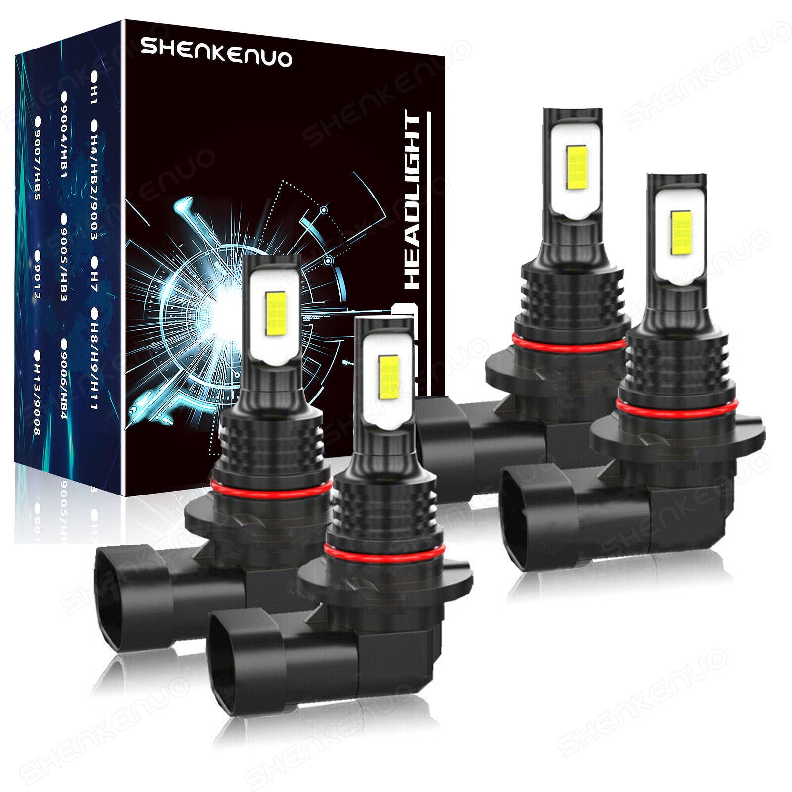 9006 9005 LED Headlights Kit Combo Bulbs 8000K High Low BEAM Super White Bright - Walmart.com