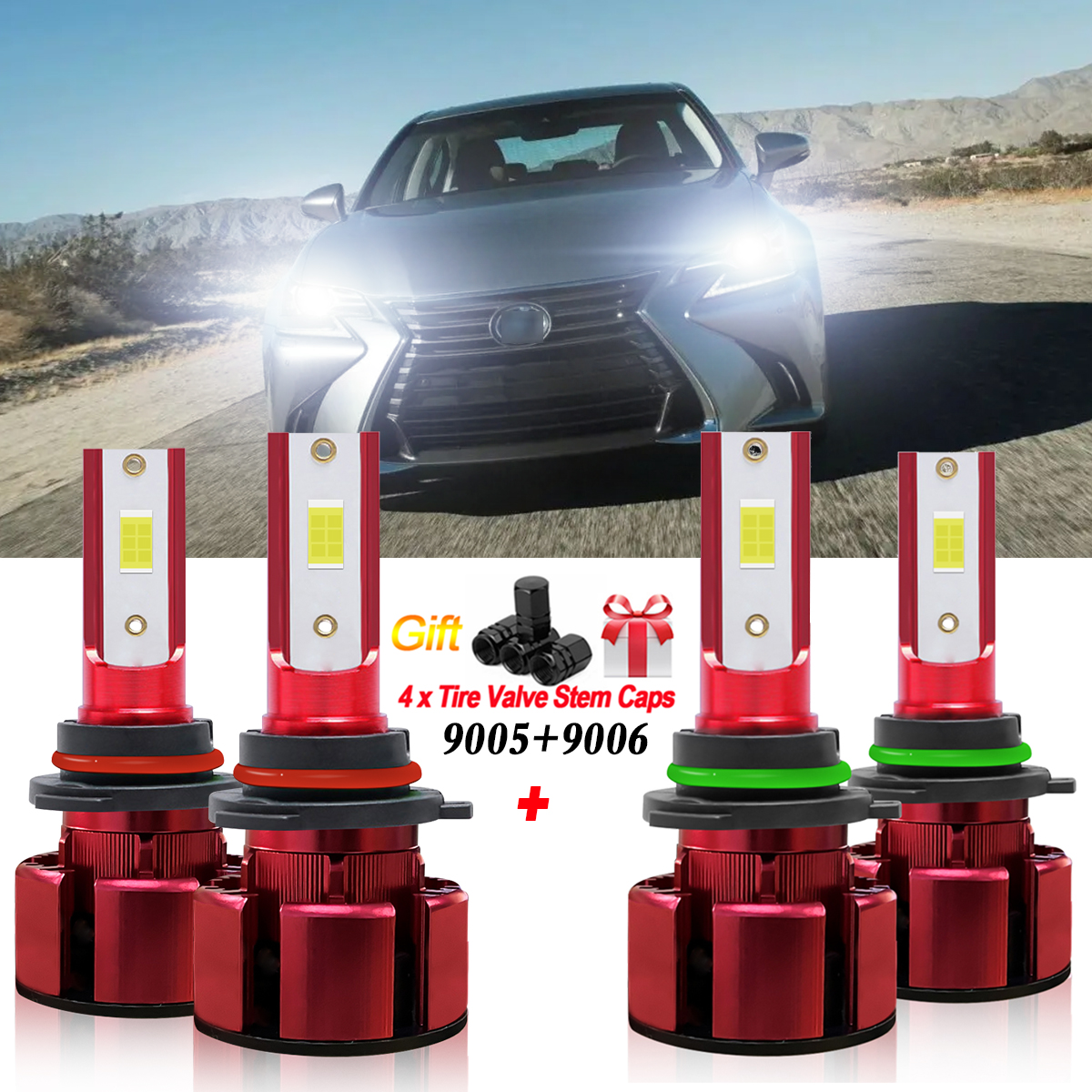 9006 9006 LED Headlight Bulbs for 1998-2000 Lexus LS400 GS400 Low and ...