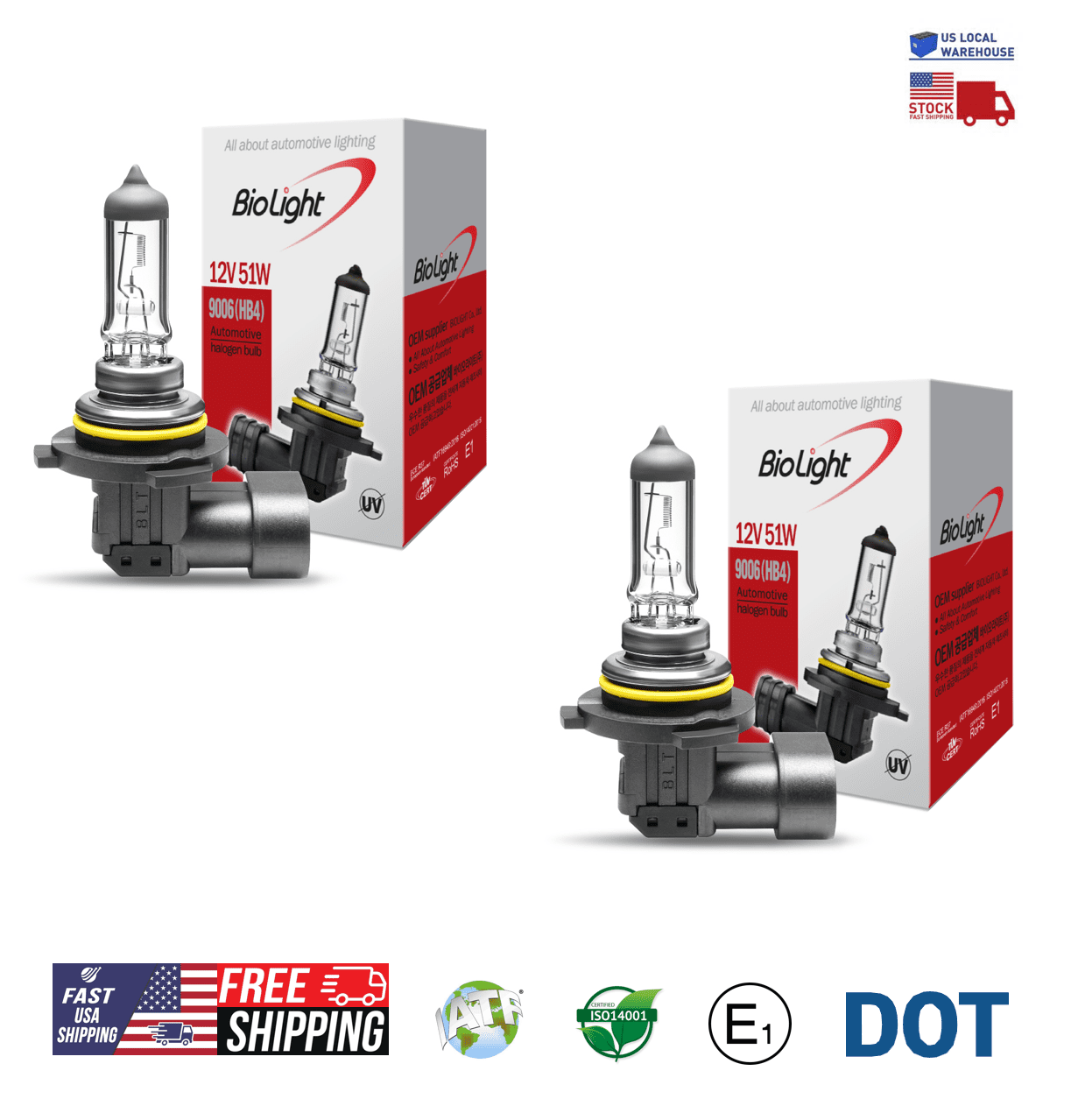 9006(HB4)Halogen 12V 51W Super Bright Upgrade Headlight Bulb – Pack of 2 - Walmart.com