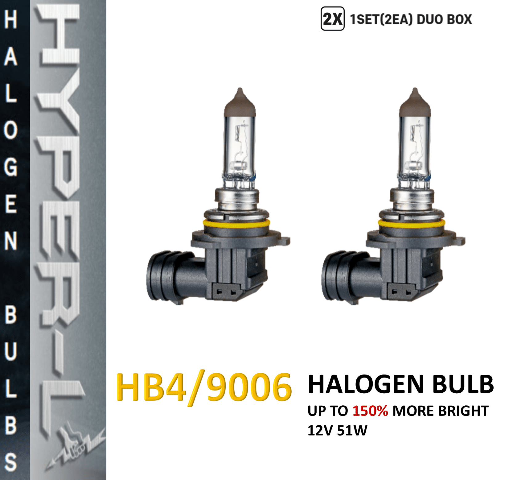 9006(HB4)Halogen 12V 51W Super Bright Upgrade Headlight Bulb – Pack of 2 - Walmart.com