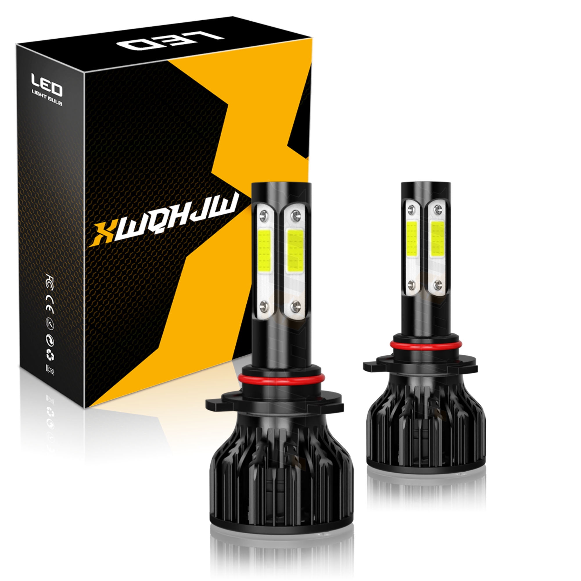 9006 HB4 LED Headlight Bulbs Kit 2Pcs 6000K 300% Brightness High/Low ...
