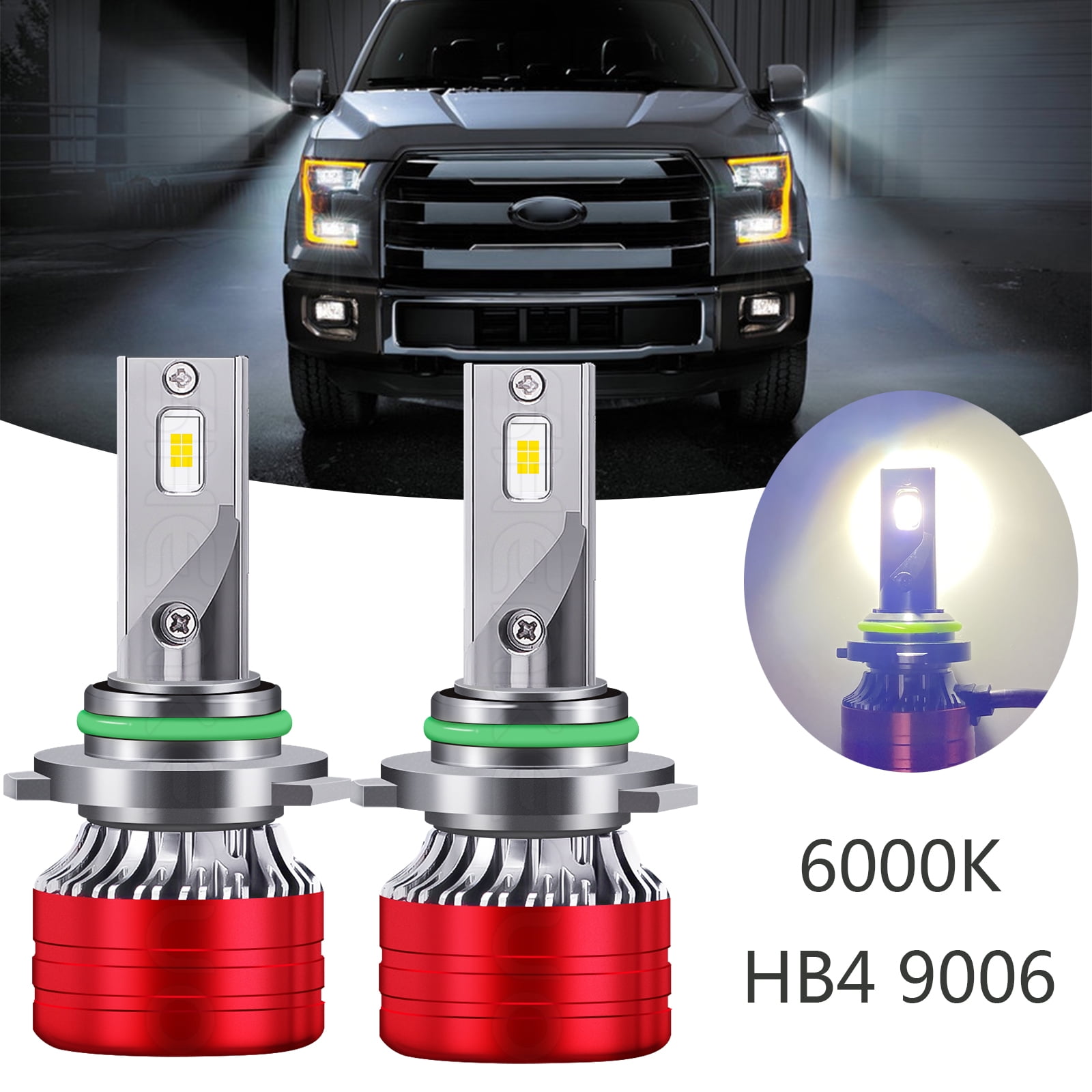 9006 LED Headlight Bulbs Kit, 300% Brightness 12000 Lumens HB4 Low Beam ...