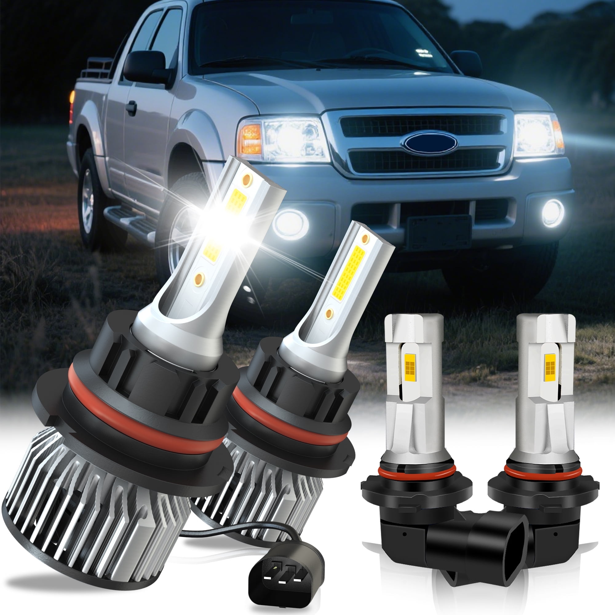 9007 9145 LED Headlight Hi/Lo Fog Light Bulbs Combo For Ford Explorer ...