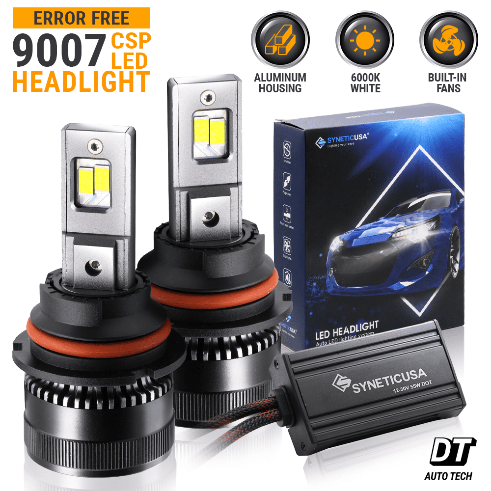 9007 Error Free LED 6000K White Headlight Kit High/Low Beam light bulbs ...