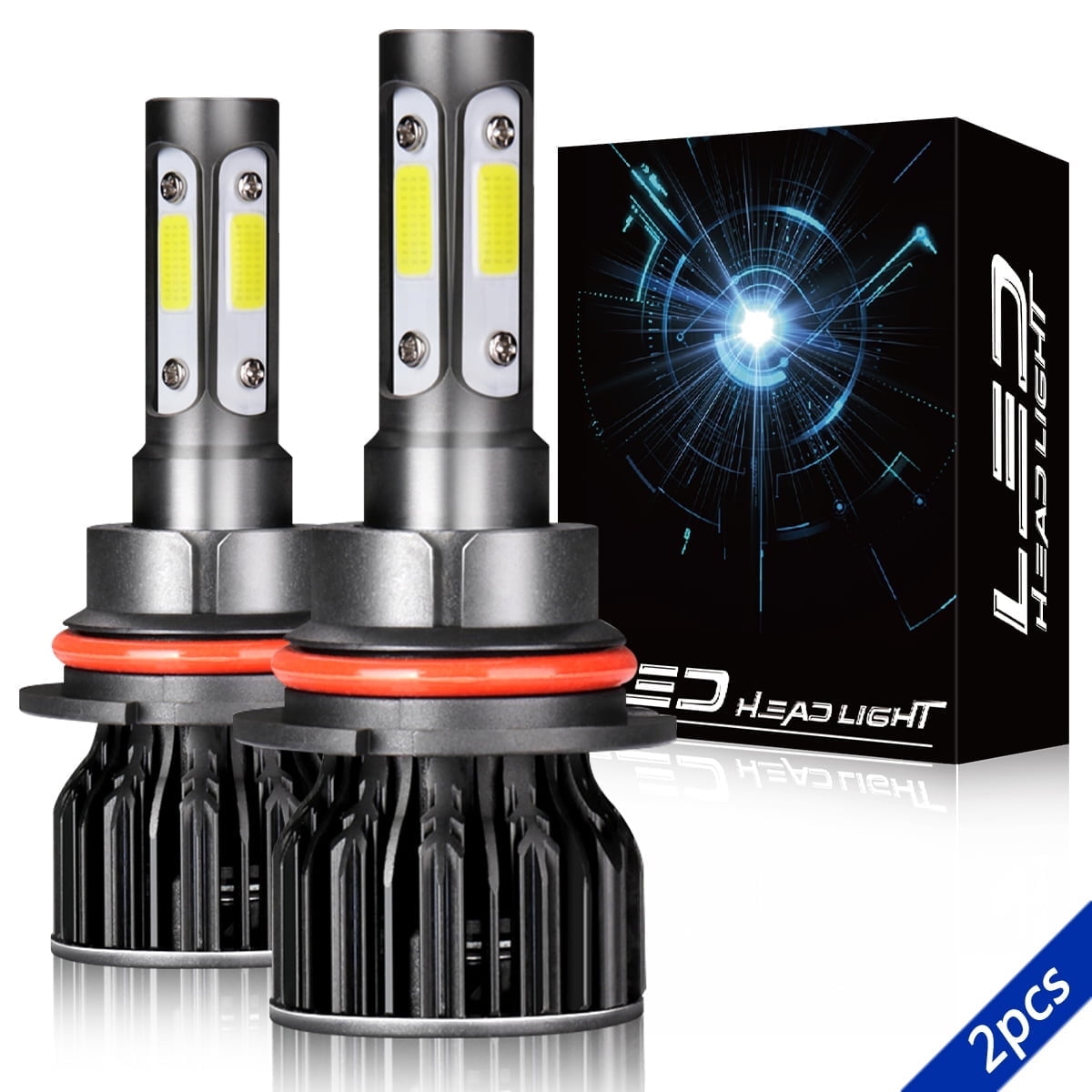 9007 HB5 LED Headlight Bulbs 6000K White 9004 High and Low Beam Super ...