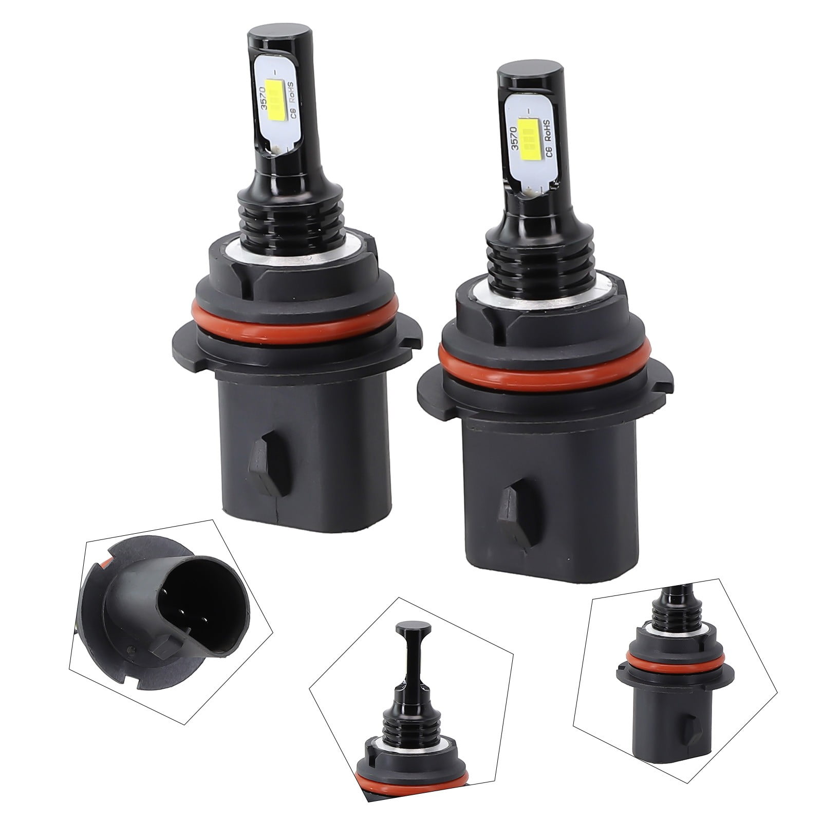 9007 Hb5 Csp Led Headlight Bulbs Conversion Kit High Low Beam 6000K ...