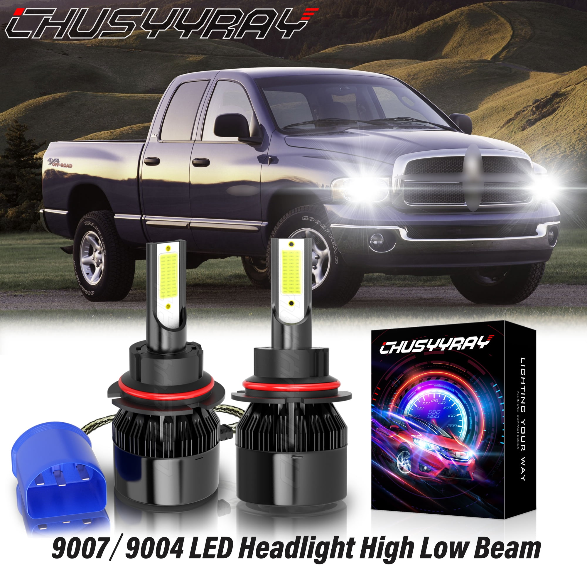 9007 LED Headlight Bulbs High&Low 2Pcs for Dodge Ram 1500 2500 3500 ...