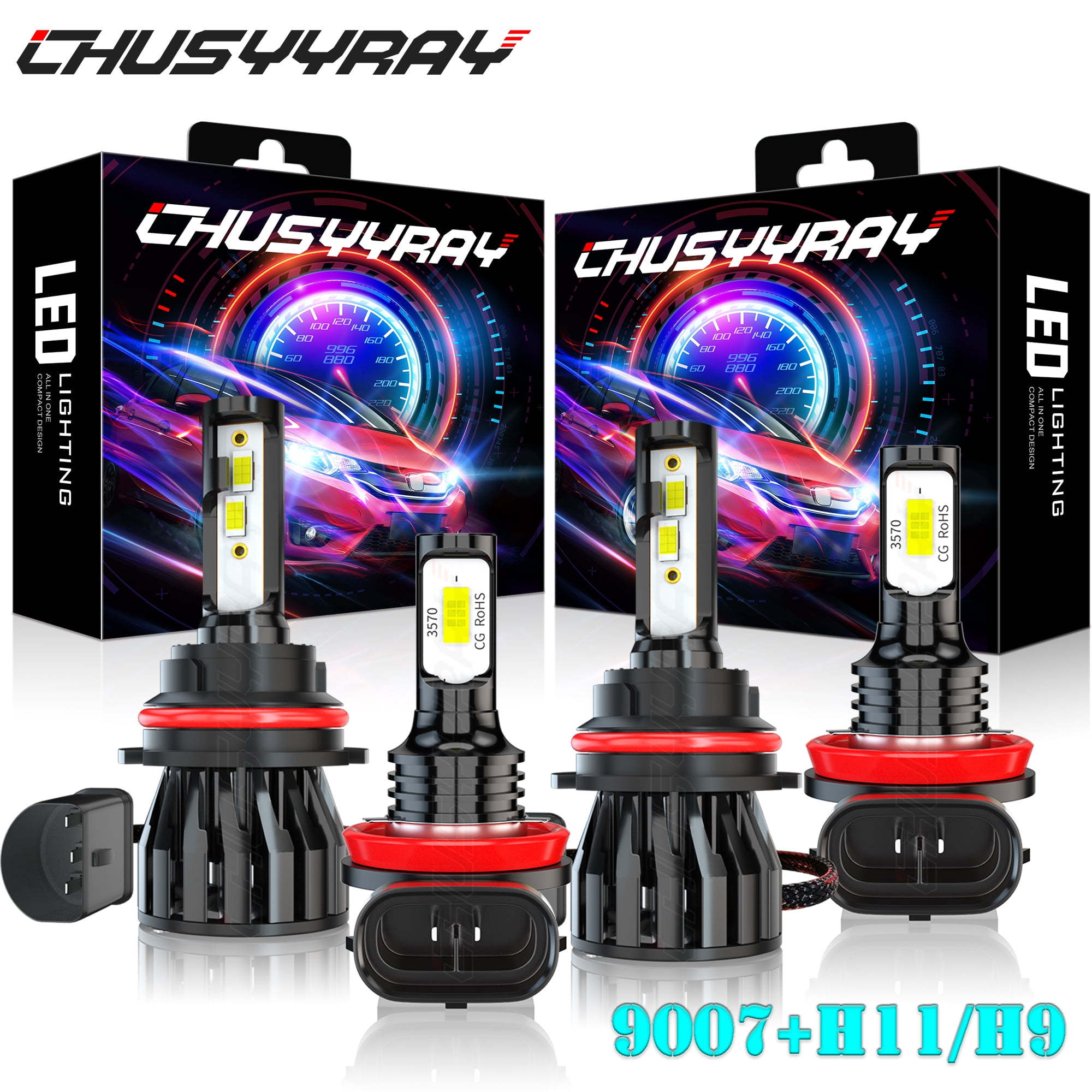 9007 LED Headlight High/Low Beam & H8 Fog Light Plug&Play 4X For Nissan ...