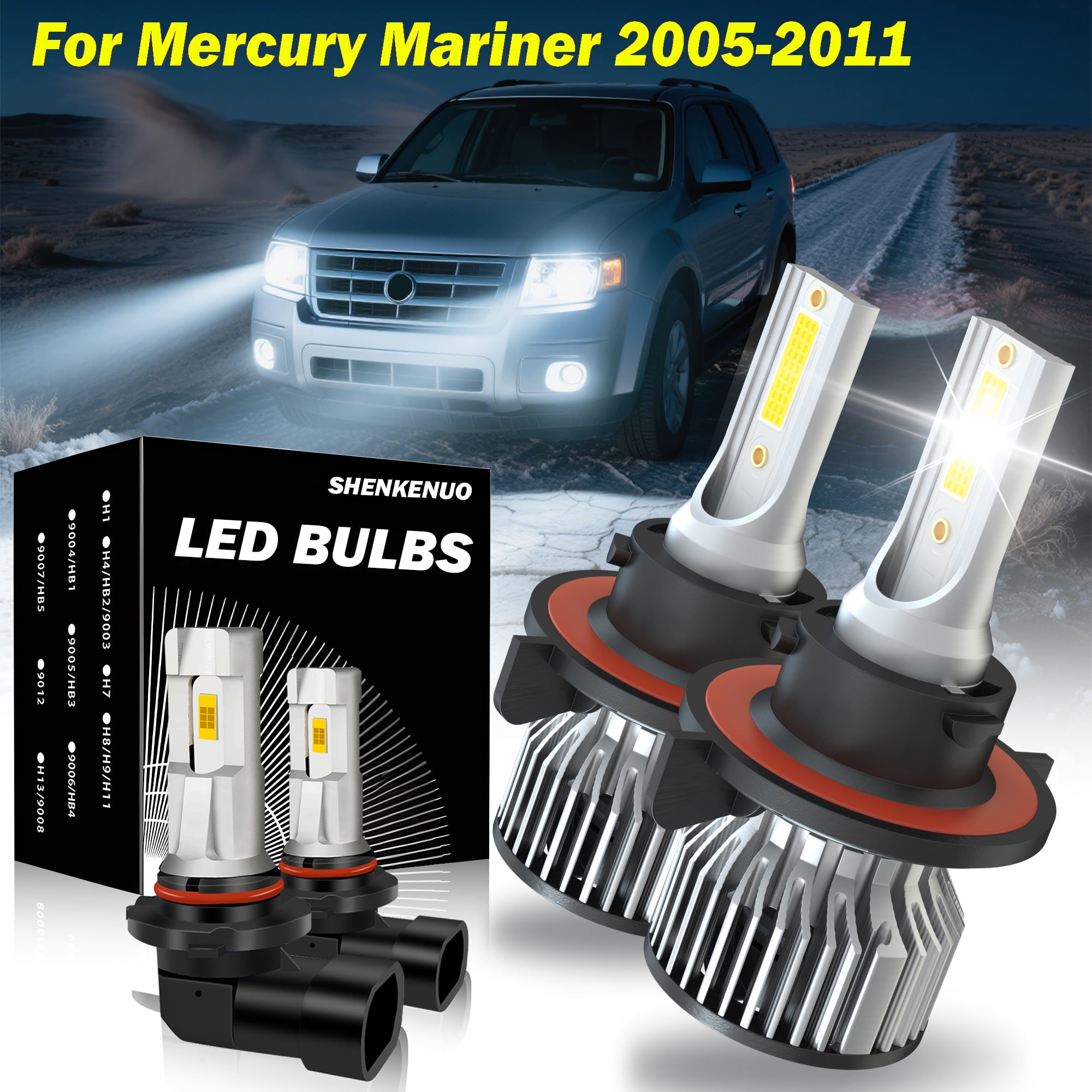 9008 9145 LED Headlight Bulb Hi/Lo Beam Fog Light Fit for Mercury ...