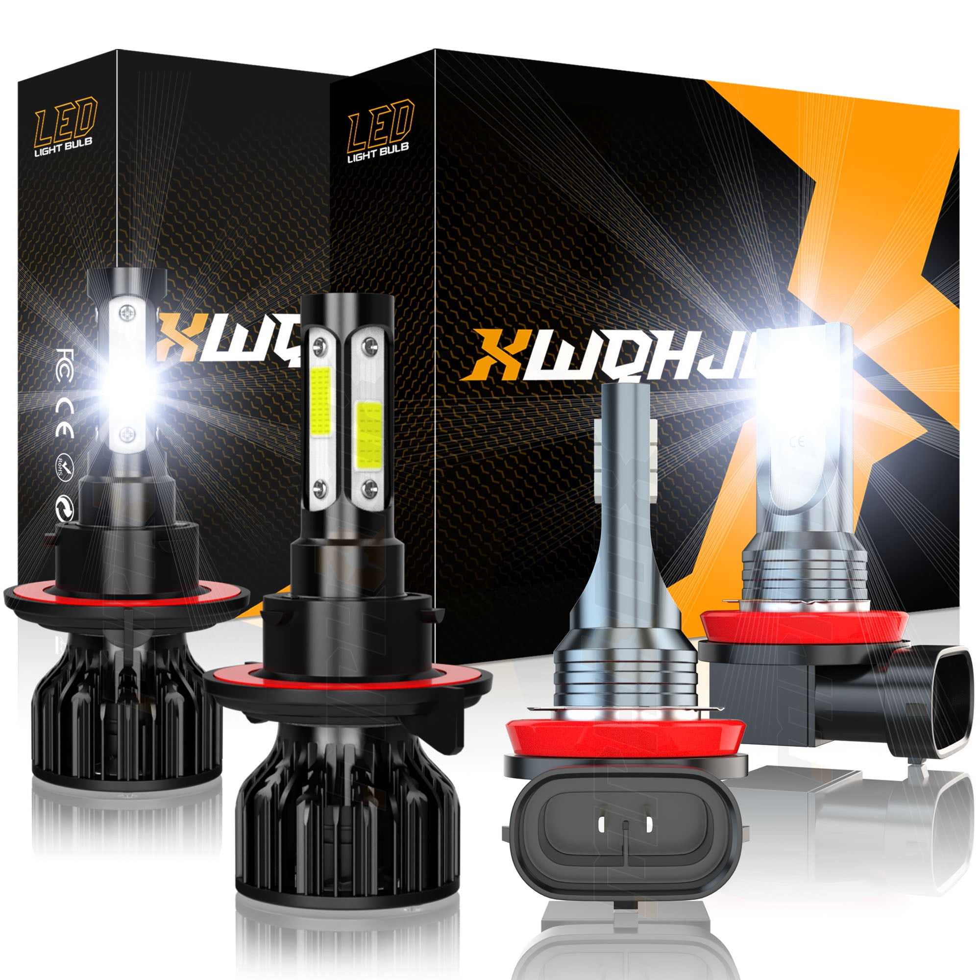 9008 H11 LED Headlight Bulbs Kit 350% Brighter Hi-Lo Beam Fog Light ...