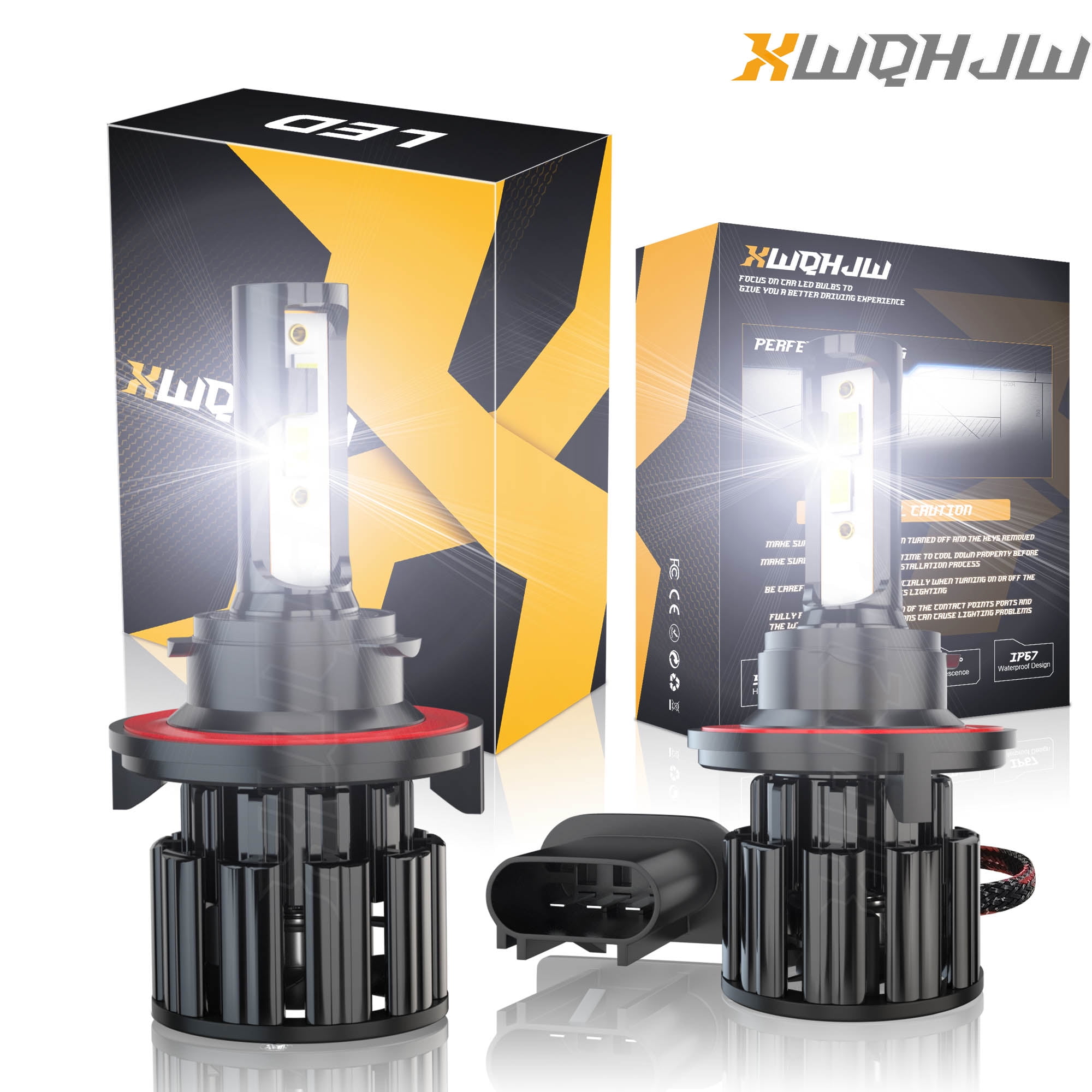 9008 H13 LED Headlight Bulbs, 55W 12000LM, 500% Brightness, 6000K Cool ...
