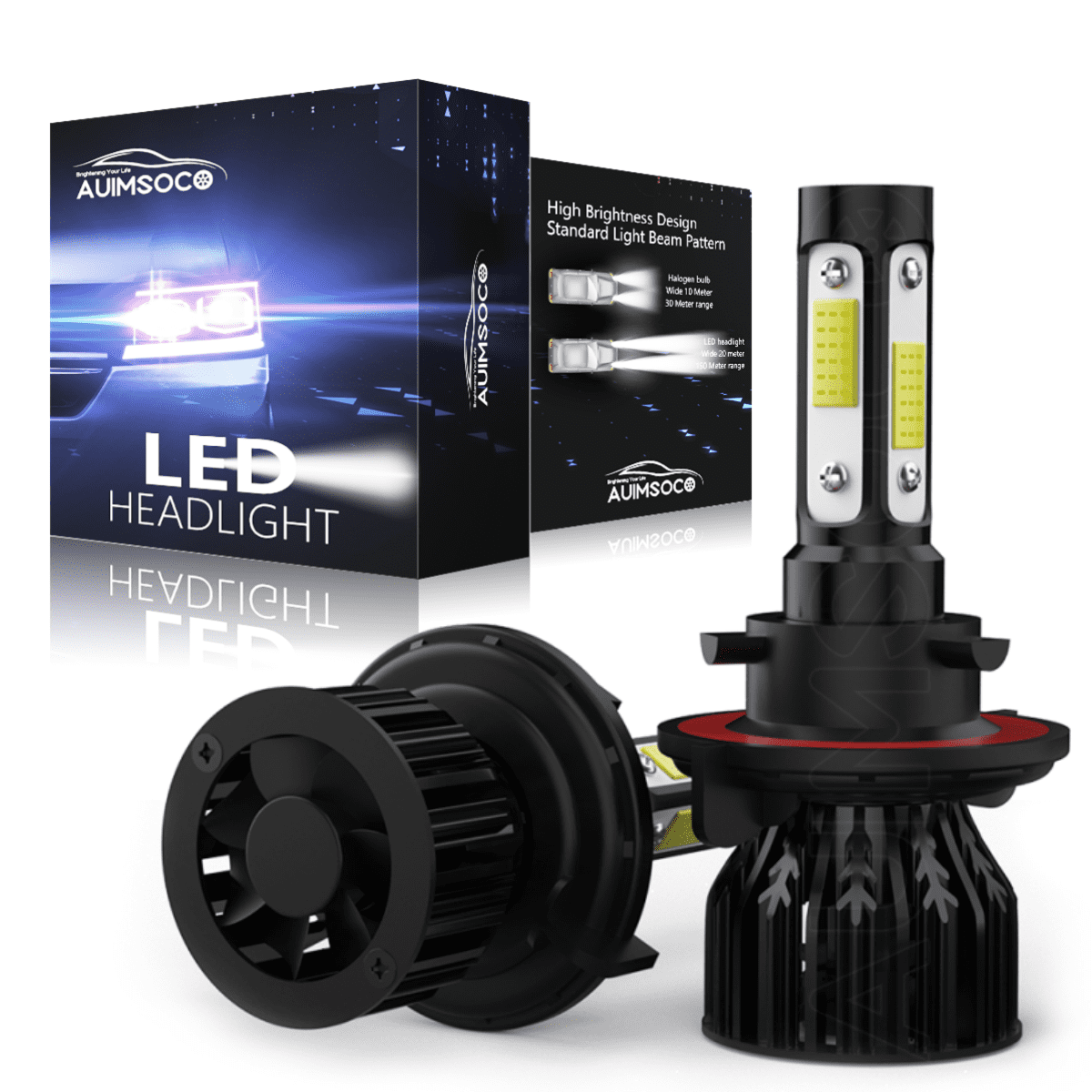 9008 H13 LED Headlight Bulbs Conversion Kit High Low Beam Lamp 6500K ...