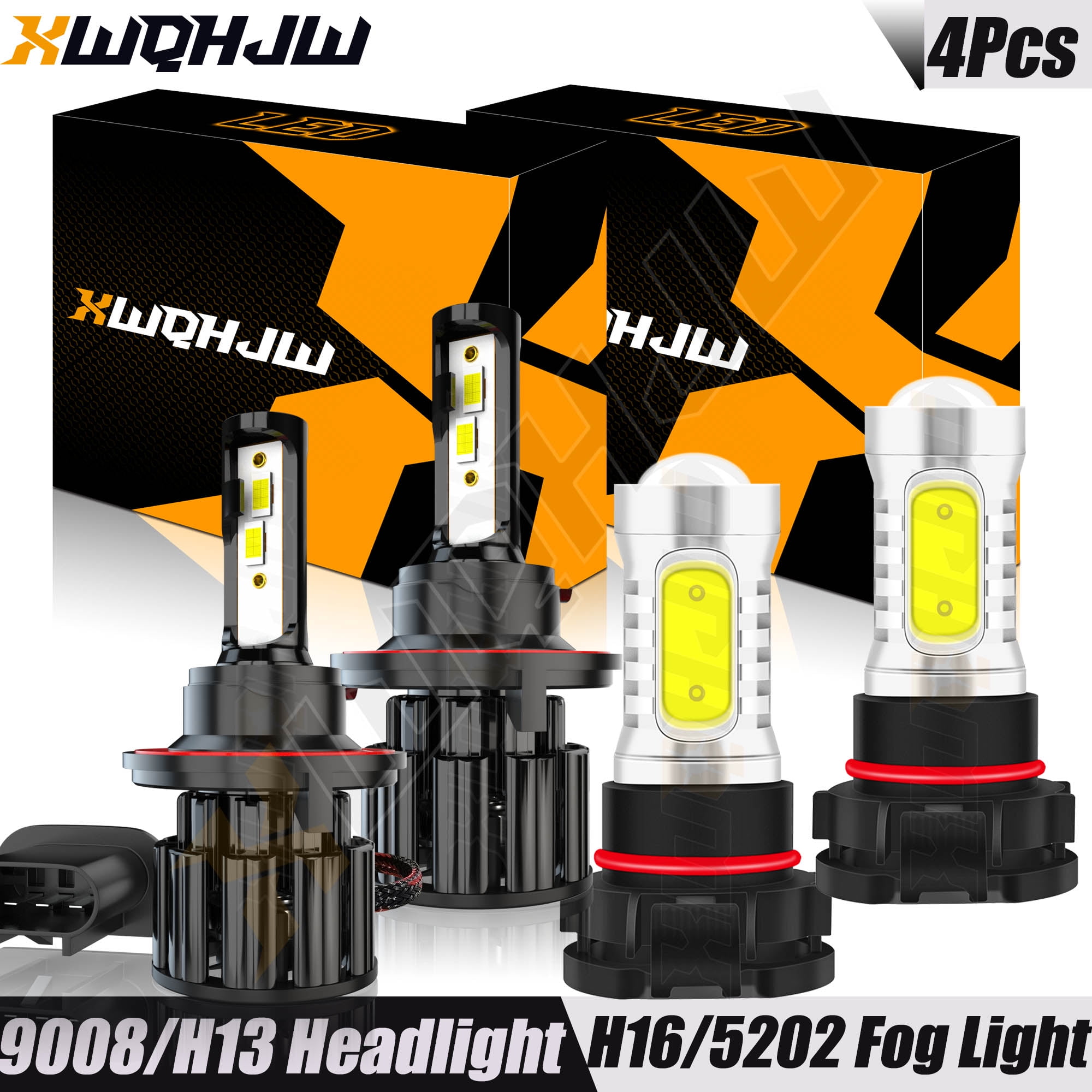 9008/H13 LED Headlight High/Low Beam 5202/H16 Fog Light Bulb Plug&Play ...