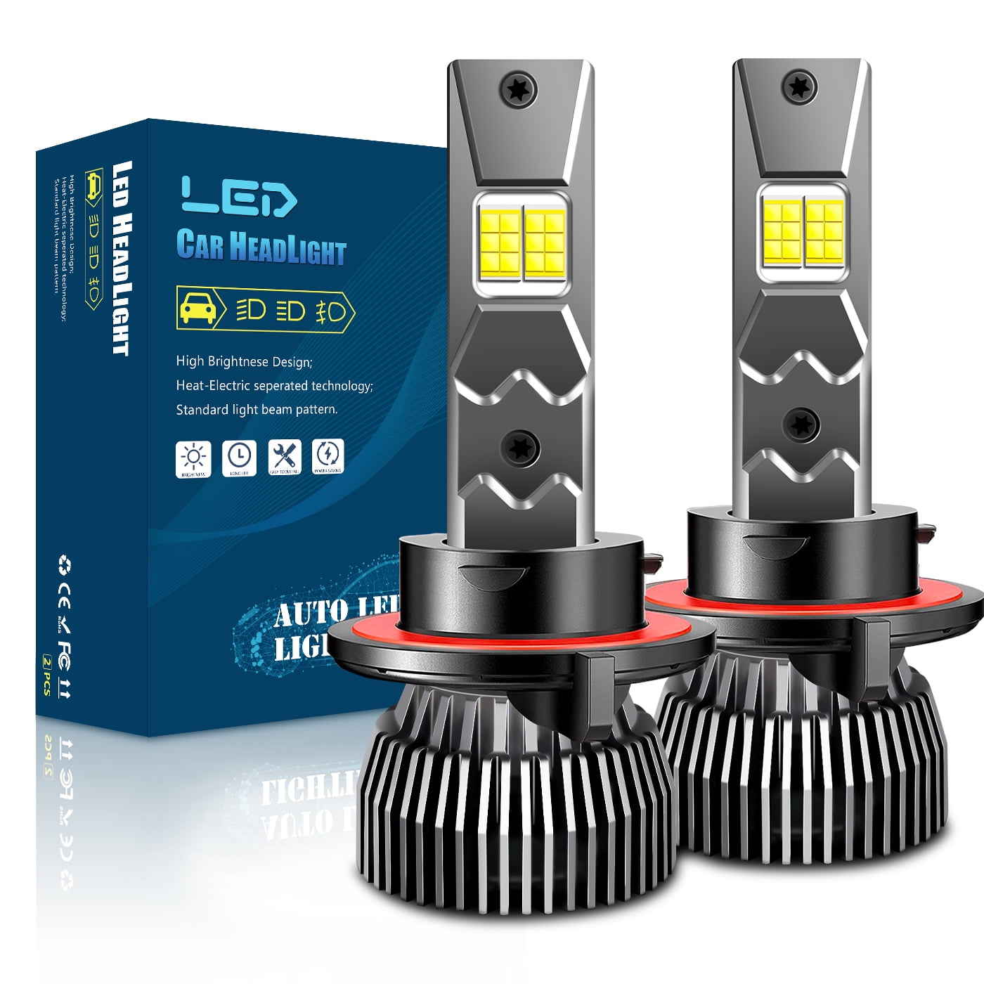 9008/H13 Super Bright LED Bulbs 30000LM 6500K White for Car Headlights ...