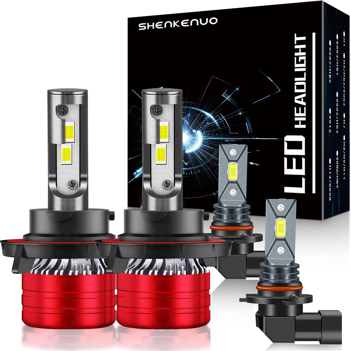 9008 LED Headlight Bulbs for 2004-2014 Ford F-150 H13 High/Low Beam 9006 Fog lights 4pc ...