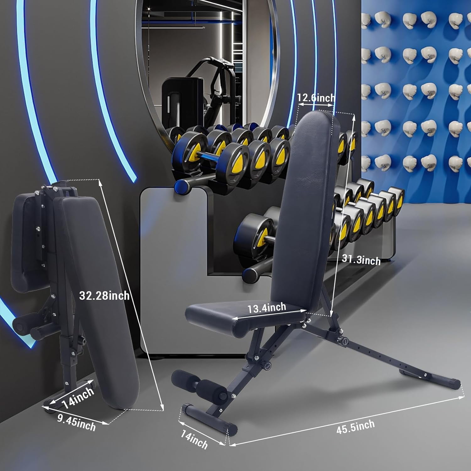 900LB Adjustable Weight Bench for Home Gym - Multi-Angle Folding ...