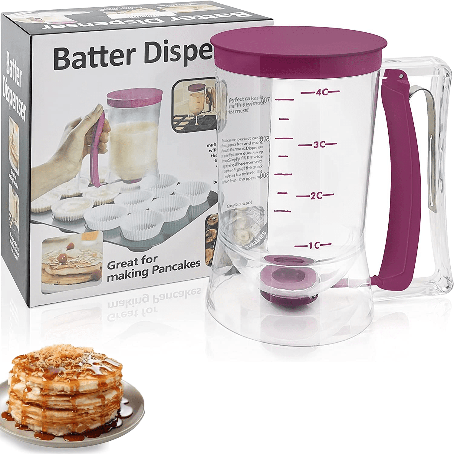 900ML Batter Dispenser Pancake Cupcake Batter Separator with Measuring ...