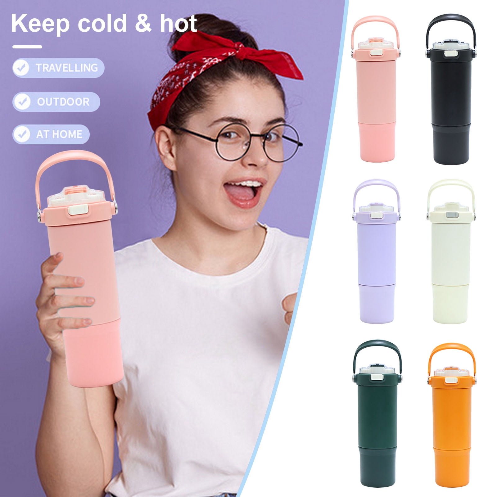 900ML Stainless Steel Vacuum Cup Insulated Water Bottle Double Wall ...