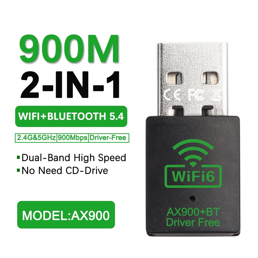 900Mbps USB WiFi Bluetooth Adapter 2 IN 1 Dual Band 2.4G/5GHz Wi-Fi ...