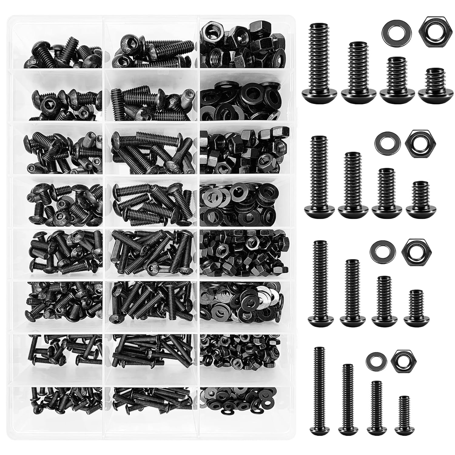 900Pcs Metric Screw Assortment Kit, M3 M4 M5 M6 Bolts Nuts & Flat Washers, Grade 10[2049 ...