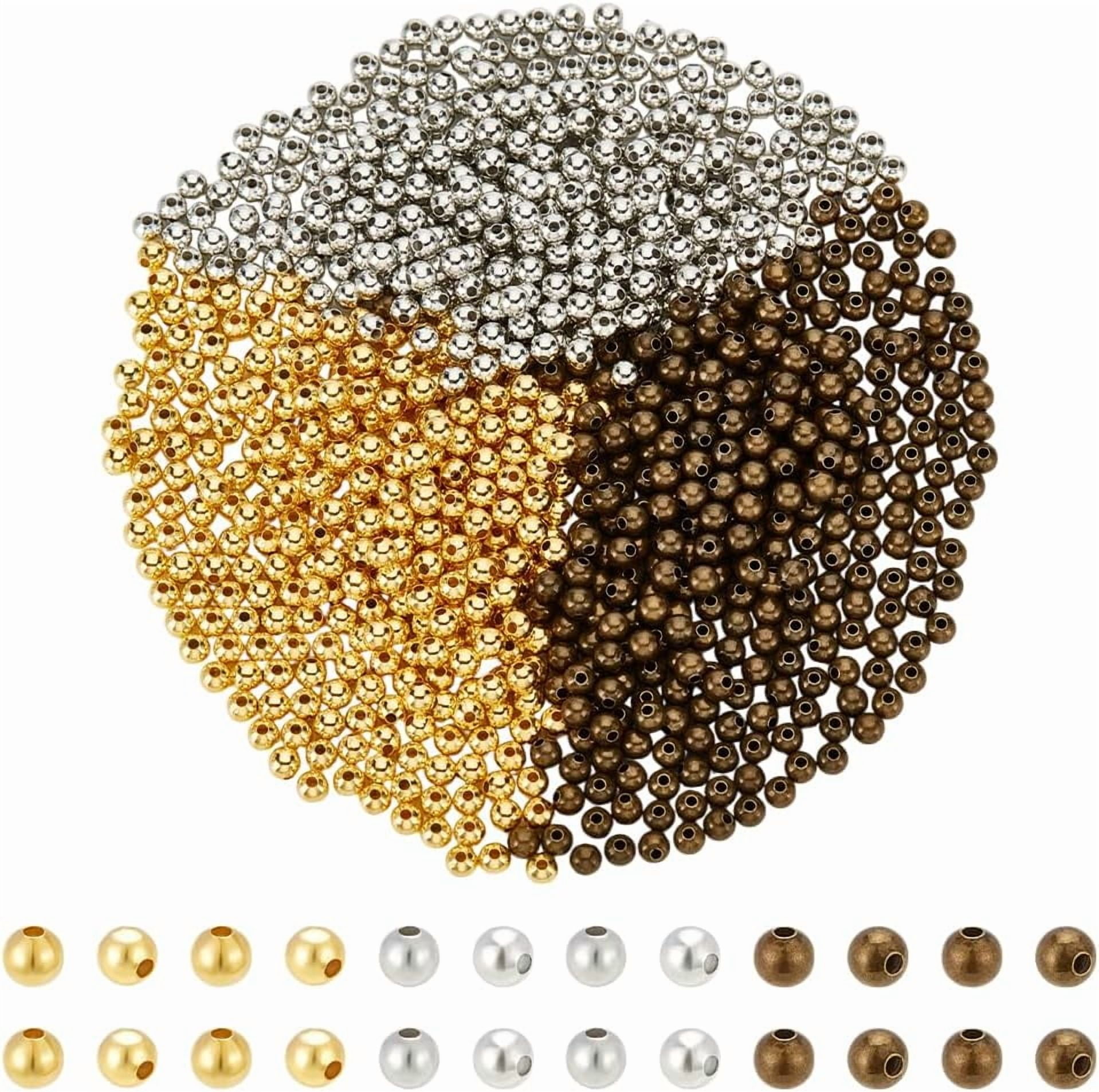 900Pcs Round Beads 3 Colors 4mm Spacer Beads Small Seamless Beads 1mm ...