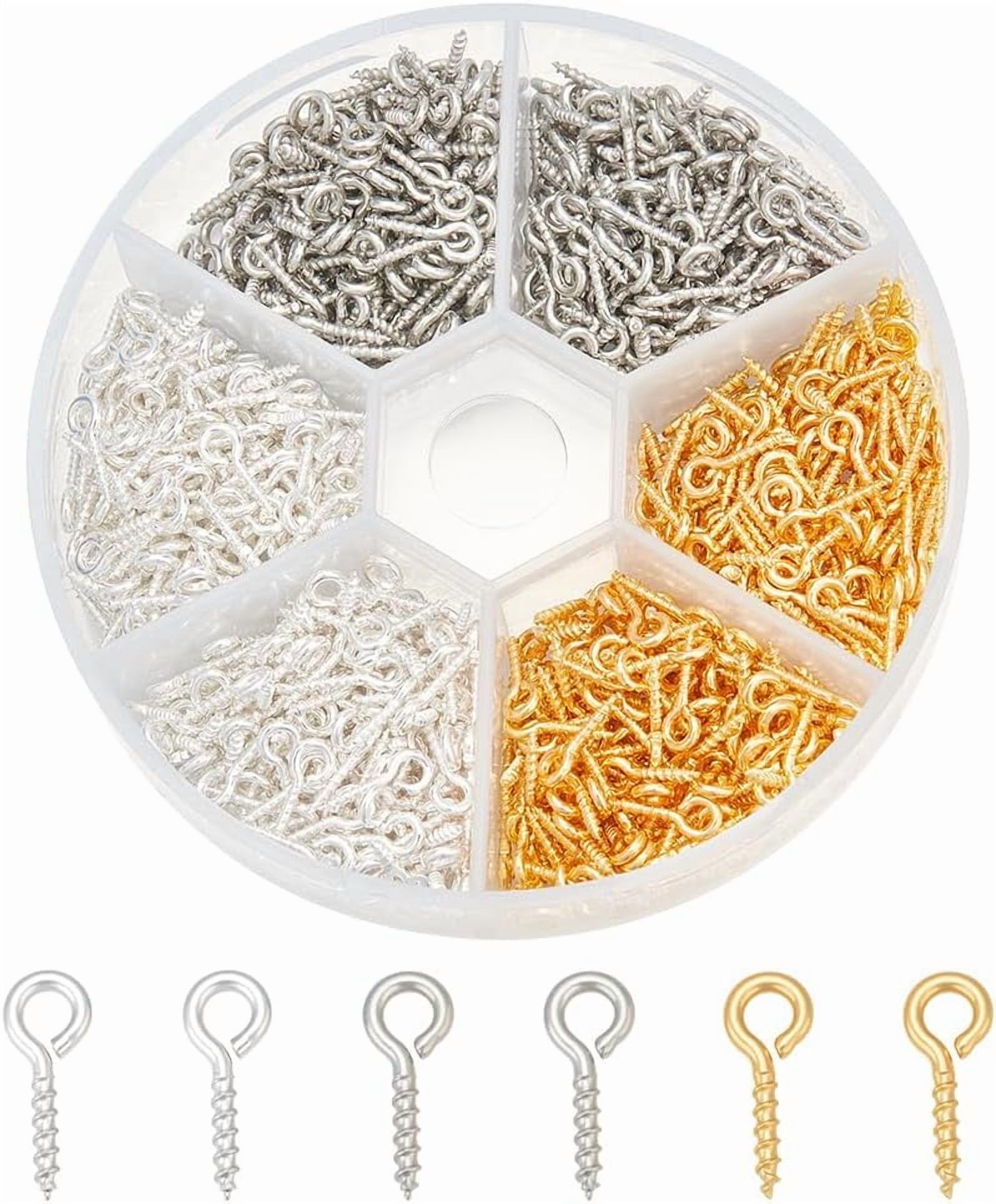 900Pcs Screw Eye Pin 3 Color Pin Peg Bail Bulk 0.4×0.16inch Eye Hook ...