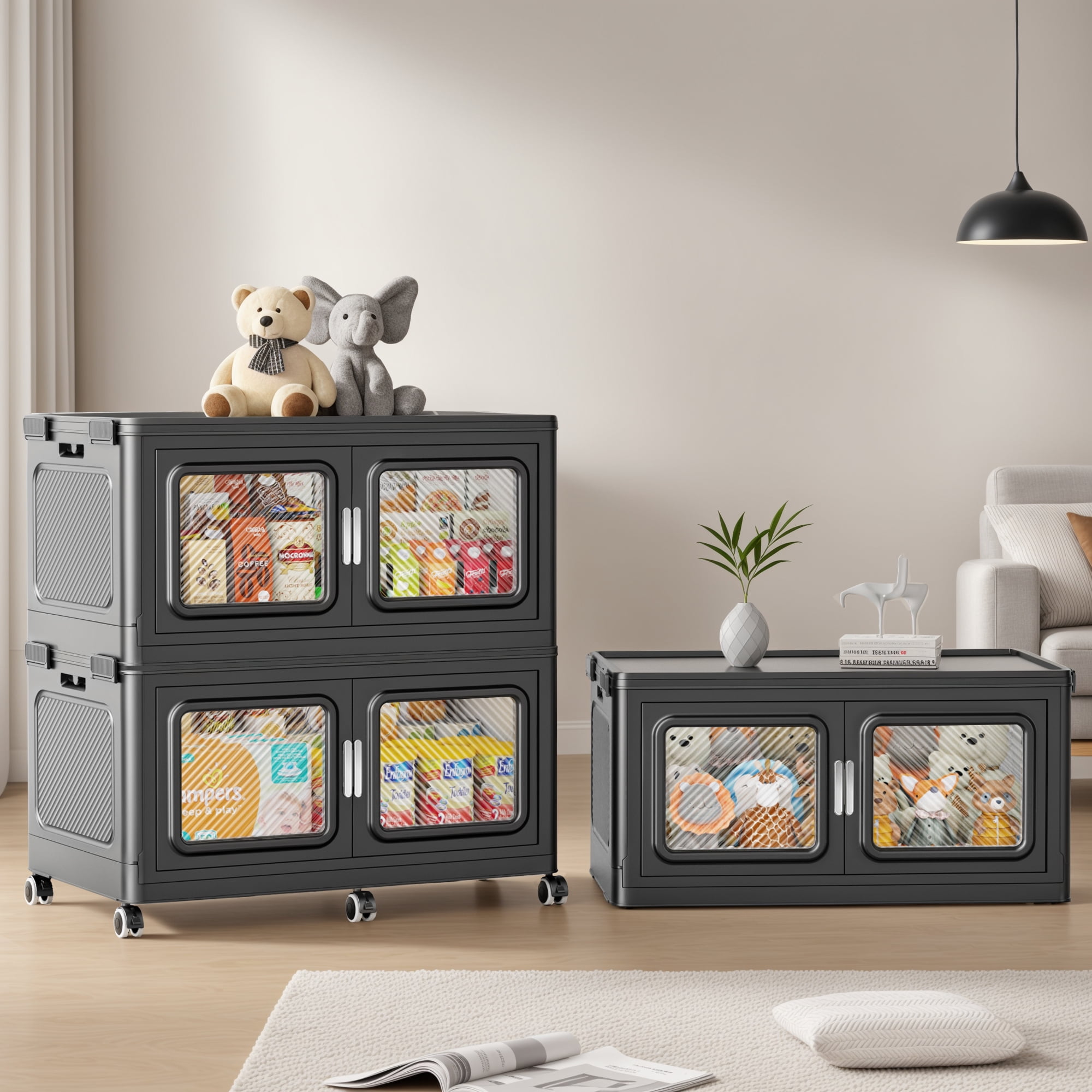 900Qt Extra Large Stackable Storage Bins with Lid, 225Gal Collapsible ...