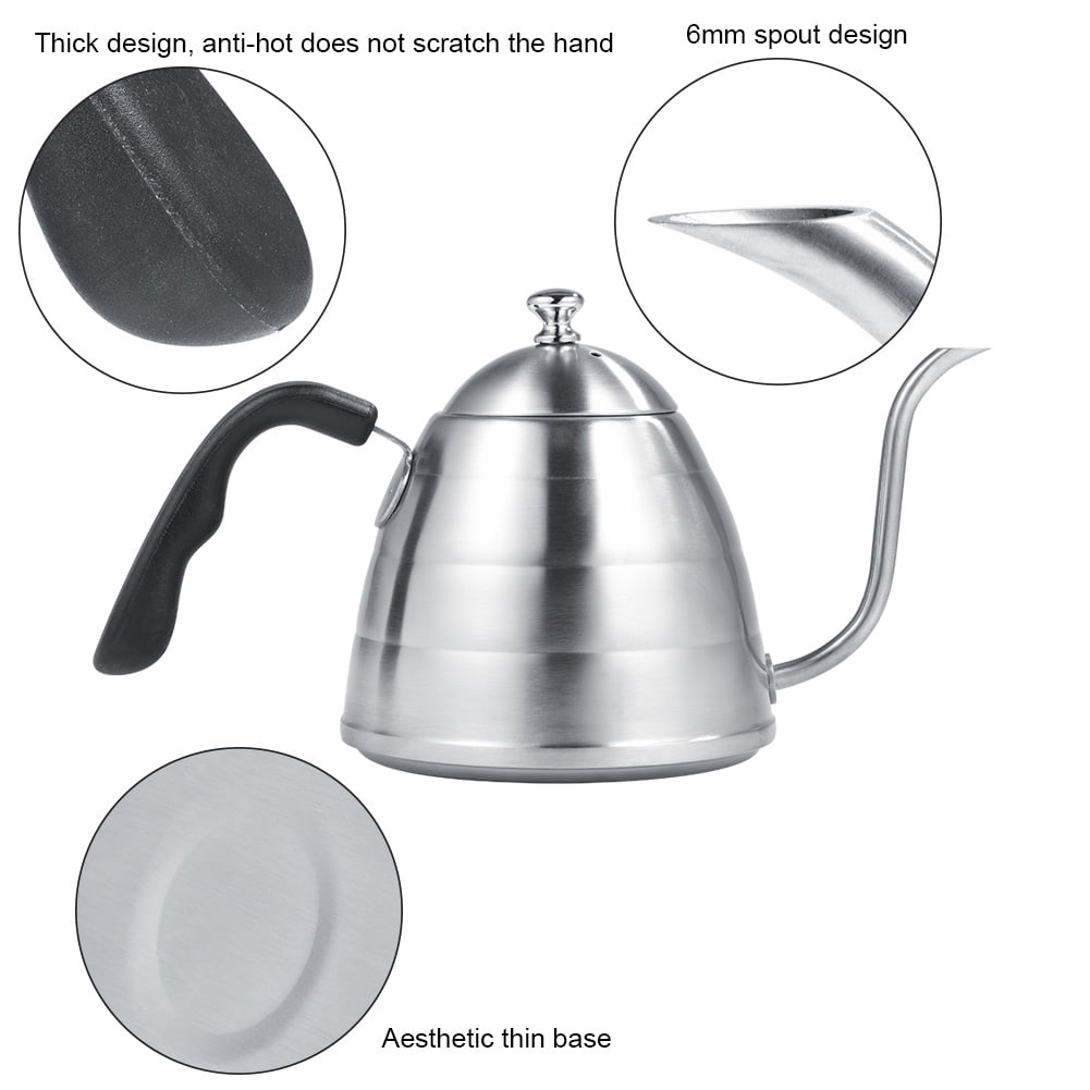 900ml 304 Stainless Steel Pour Over Coffee Gooseneck Kettle Teapot for Home Cafe Matte Surface ...