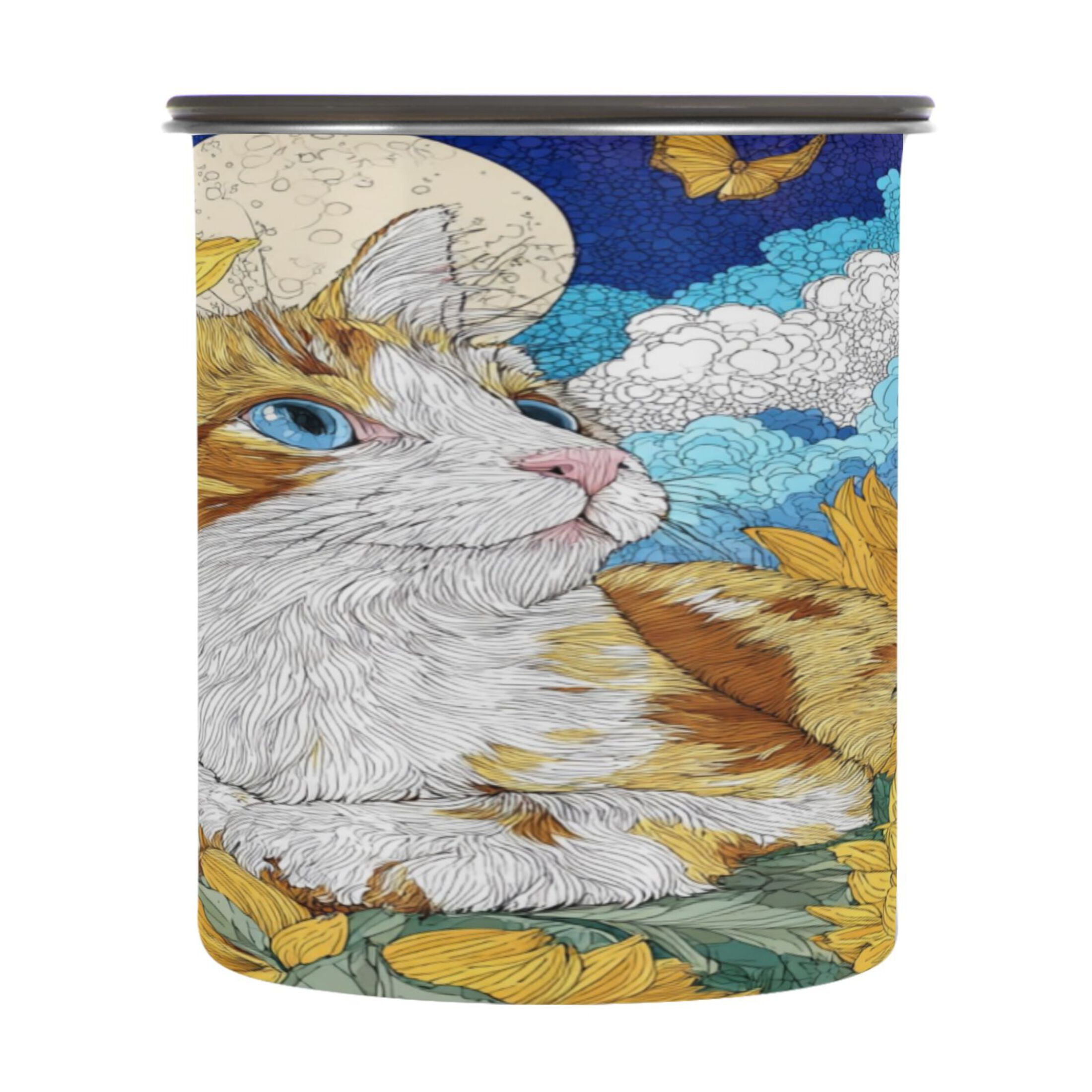 900ml Stainless Steel Food Storage Containers Cat Lies in The ...