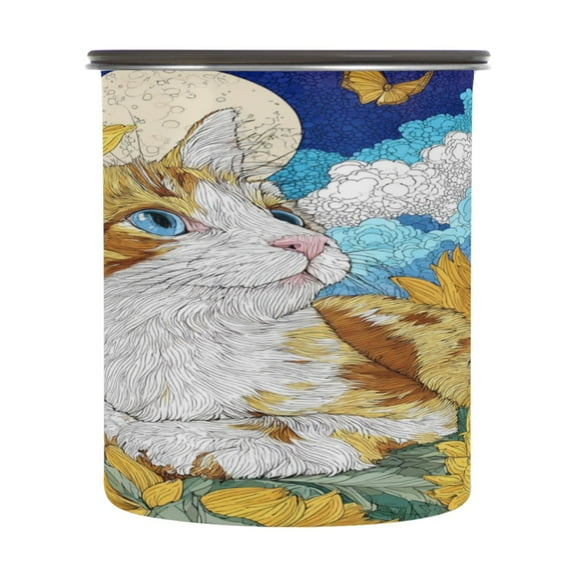 900ml Stainless Steel Food Storage Containers Cat Lies in The ...