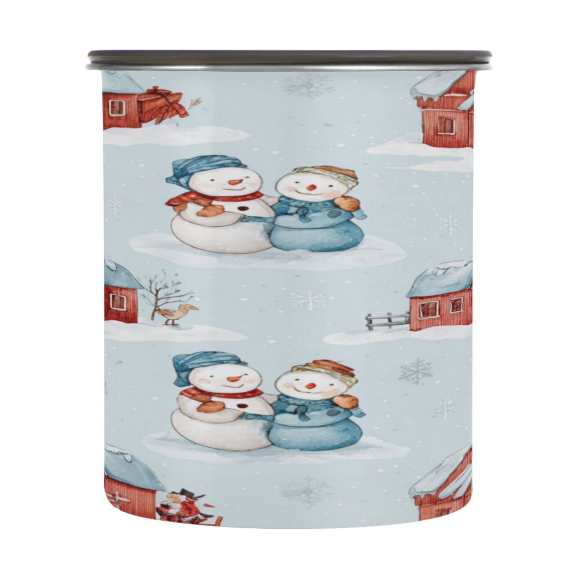 900ml Stainless Steel Food Storage Containers Watercolor Snowman and ...