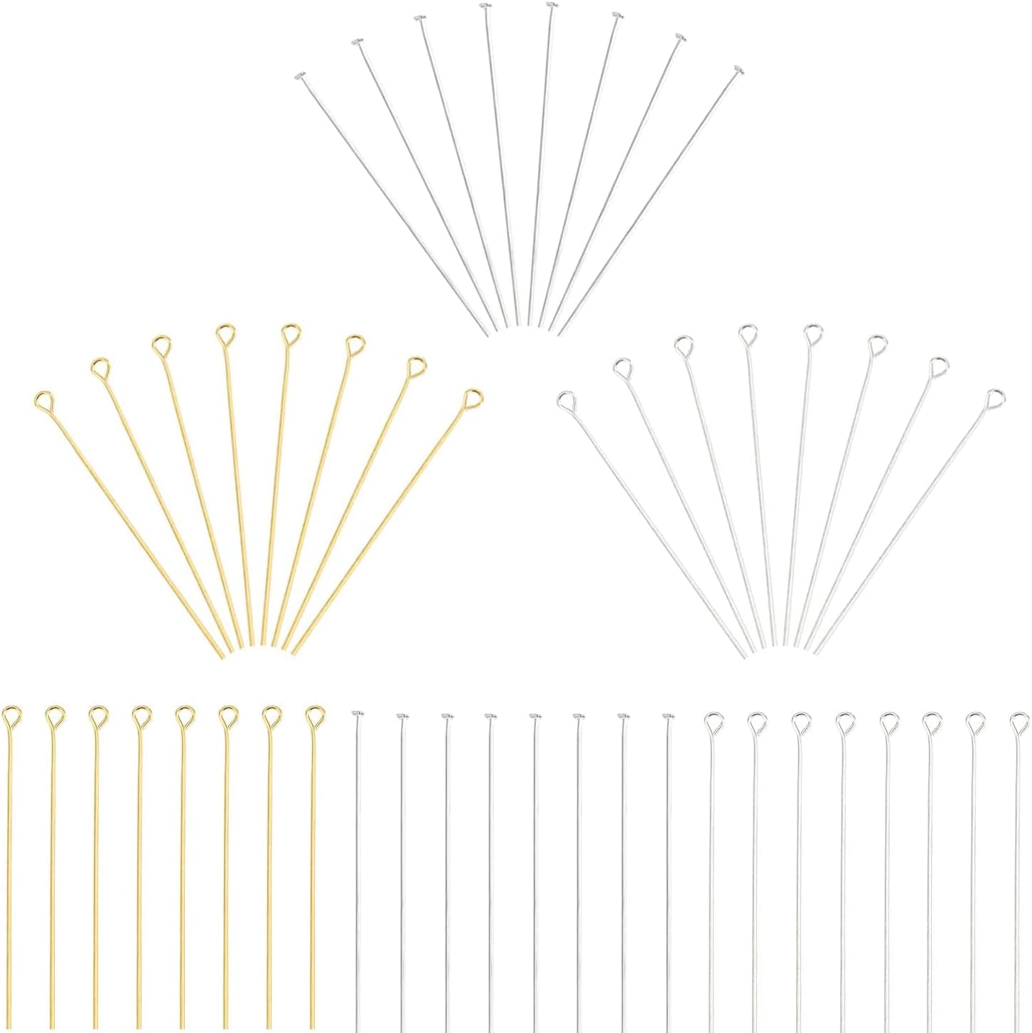 900pcs Jewelry Making Pins 50mm Open Eye Pins Flat Head Pin 21 Gauge ...