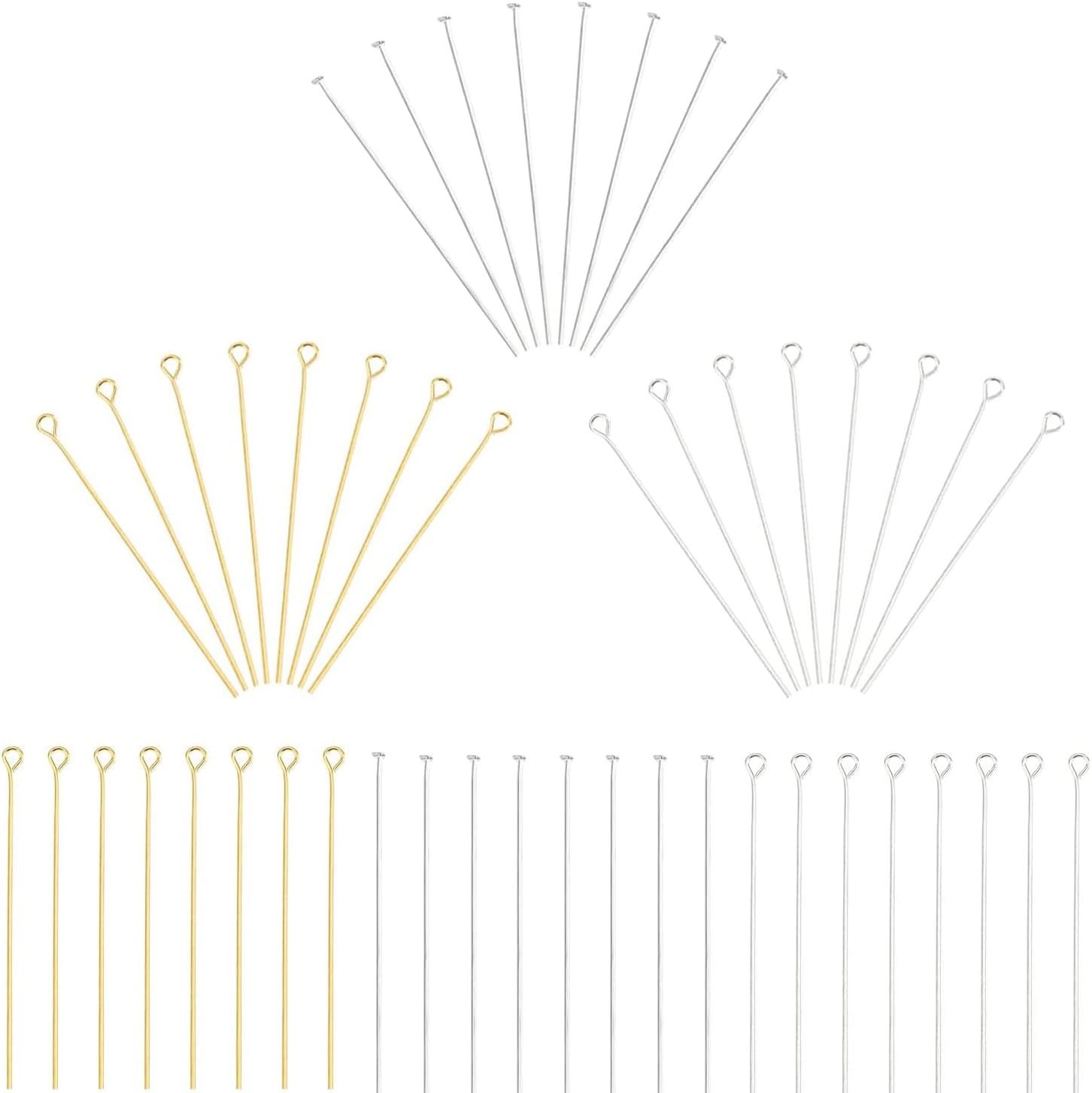 900pcs Jewelry Making Pins 50mm Open Eye Pins Flat Head Pin 21 Gauge ...