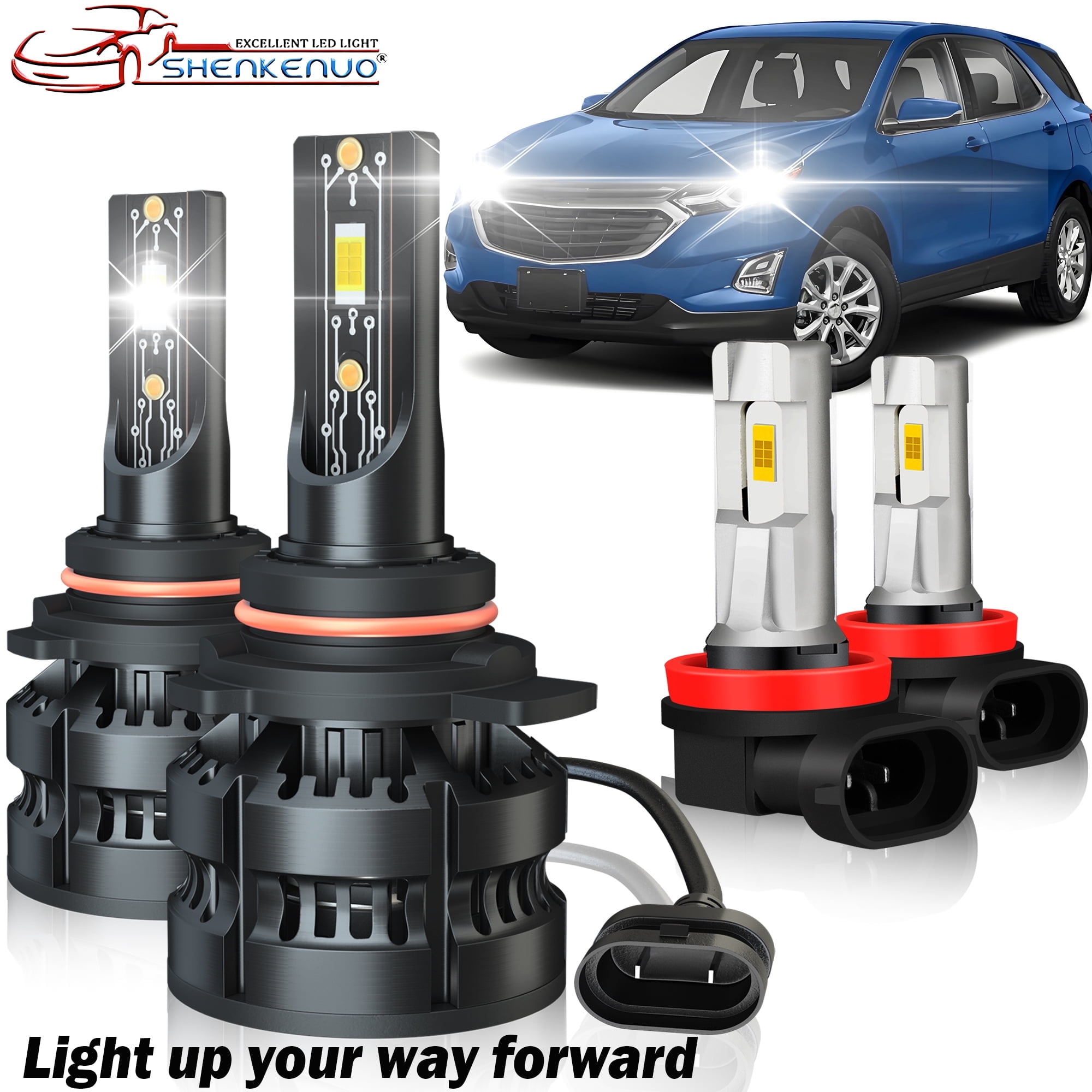 9012+H11 LED Headlight Fog Light Bulbs Kit Super Bright High Low Beam ...