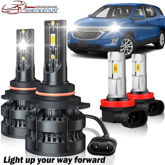 9012+H11 LED Headlight Fog Light Bulbs Kit Super Bright High Low Beam ...