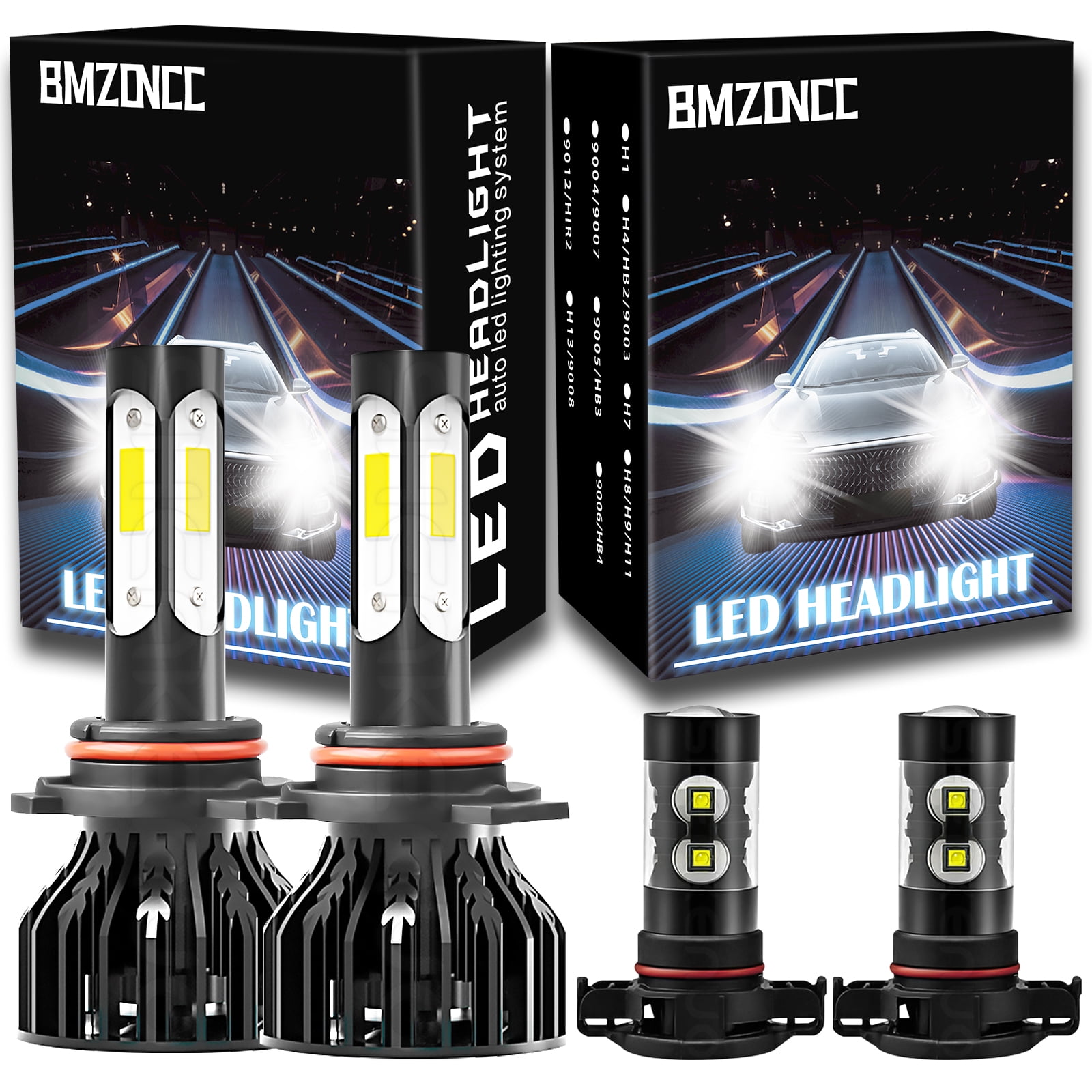 9012/HIR2 LED Headlight 5202 FogLight Bulbs, 200W 11000 Lumens Bright ...
