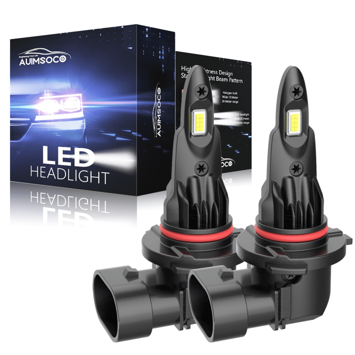 9012 HIR2 LED Headlight High Low Light Bulbs 6000K for Jeep Cherokee ...